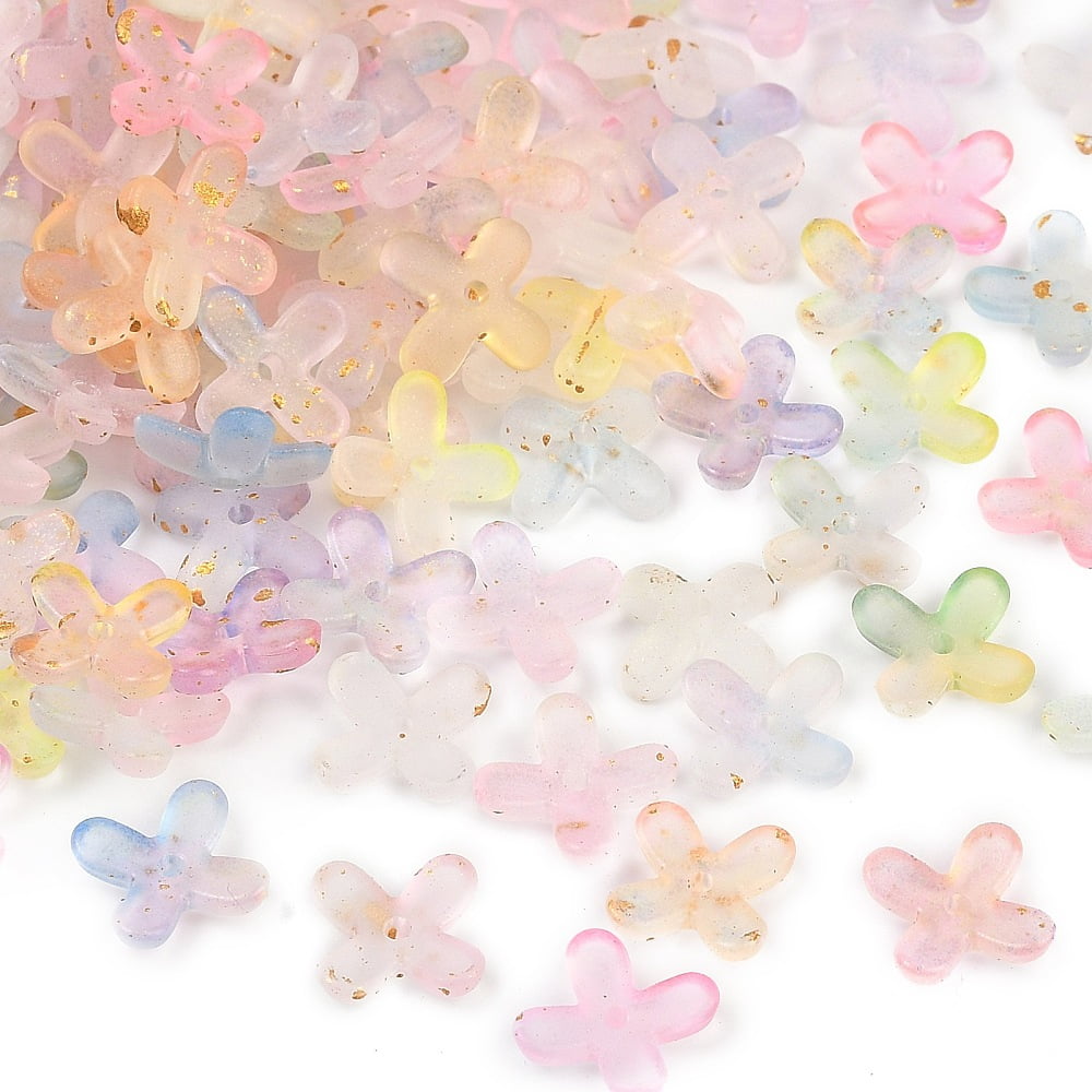 500 g Metal Enlaced Acrylic Bead Caps Flower Colorful 11.5x11.5x3mm ...