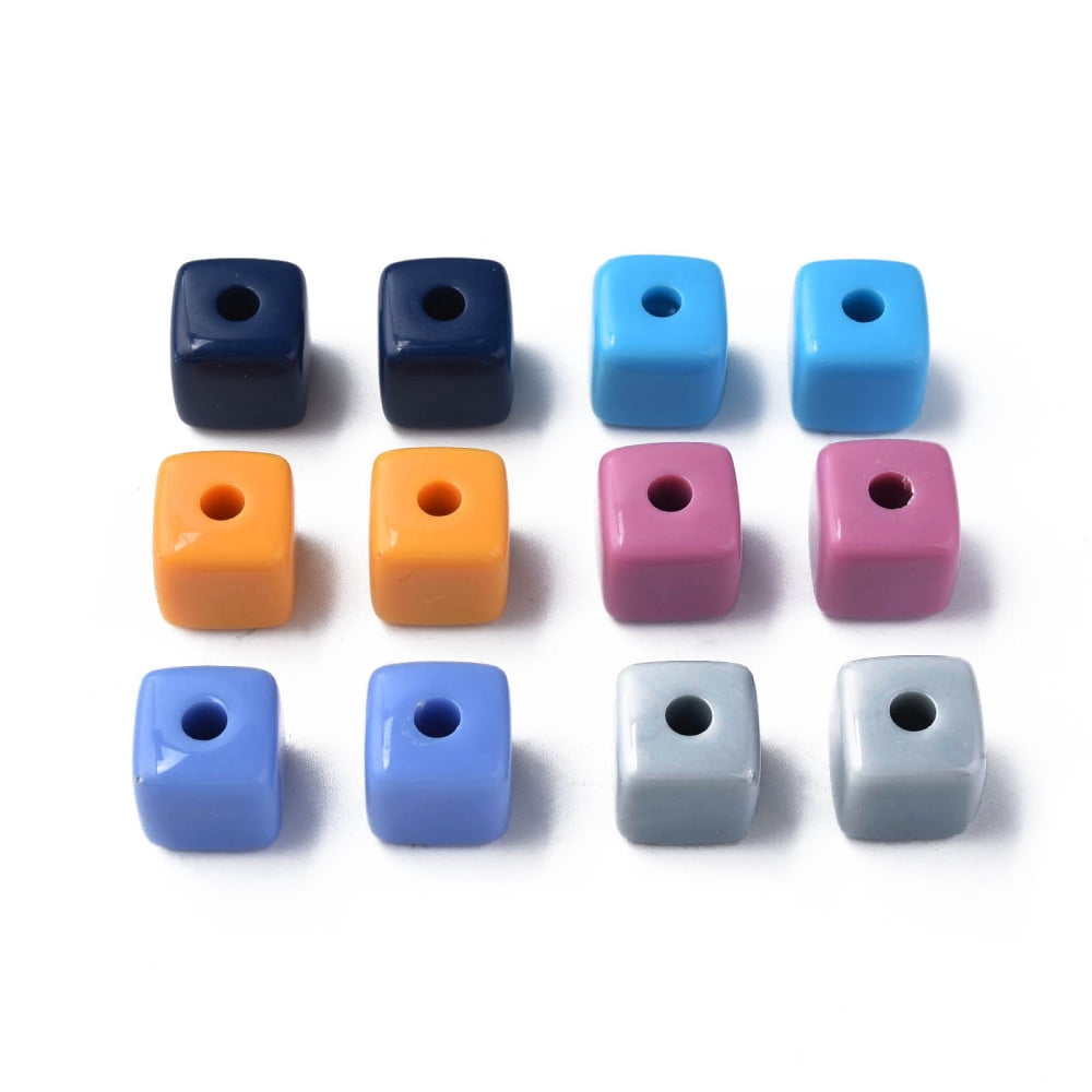 500 g Opaque Acrylic Beads Cube Mixed Color 12.5x12.5x12.5mm Hole: 3 ...