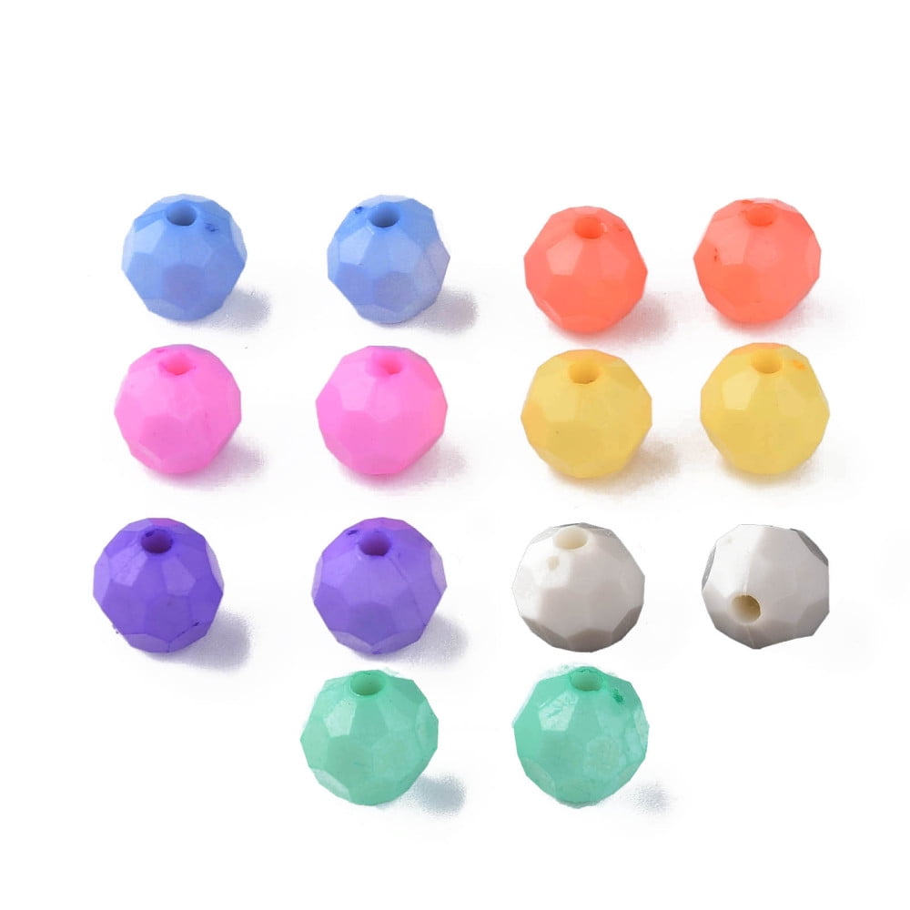 500 g Opaque Acrylic Beads Faceted Dyed Round Mixed color 10mm Hole ...