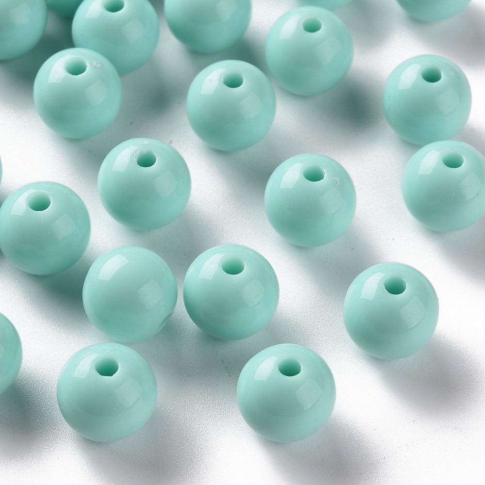 500 g Opaque Acrylic Beads Round Light Cyan 10x9mm Hole: 2mm 940pcs ...