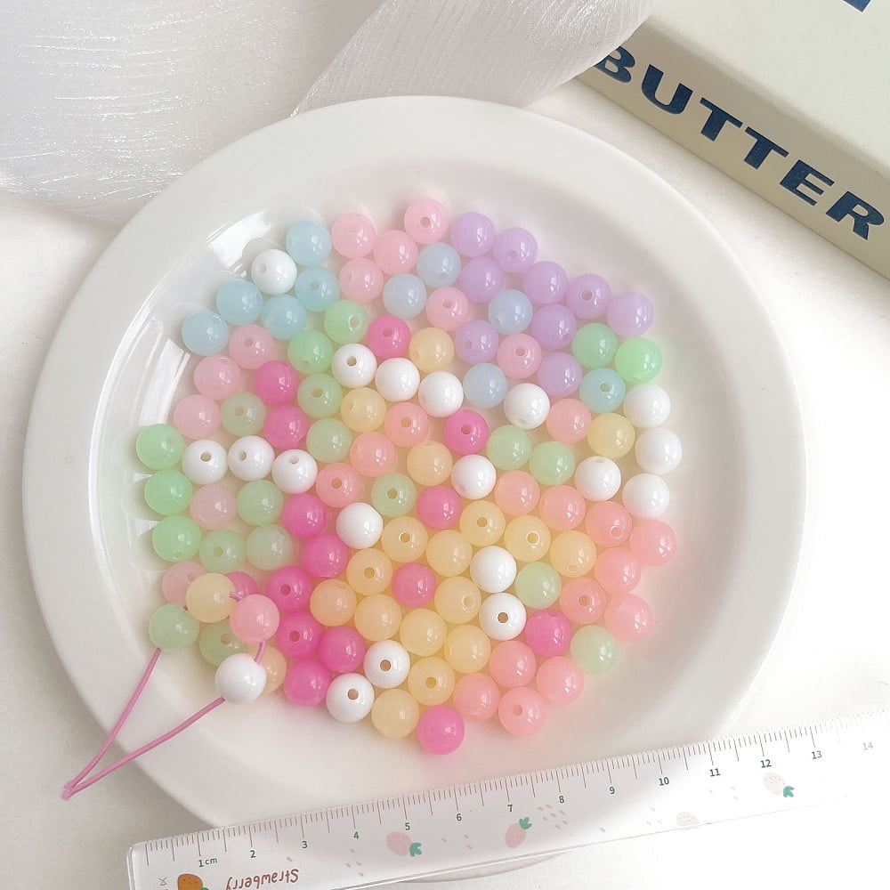 500 g Opaque Acrylic Beads Round Mixed Color 7.8x7.9mm Hole: 2mm 1720pcs/500g - Walmart.com