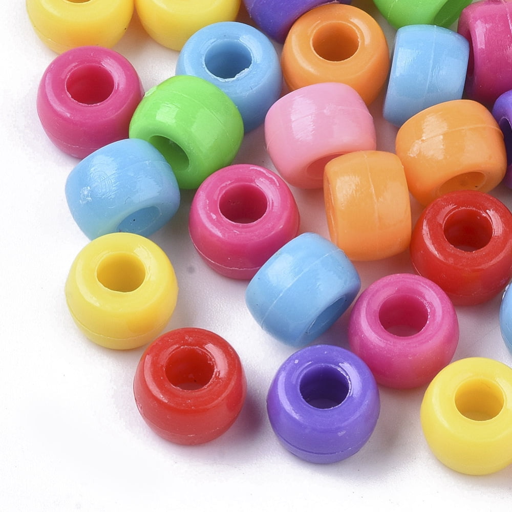 500 g Opaque Acrylic European Beads Large Hole Beads Column Mixed Color ...