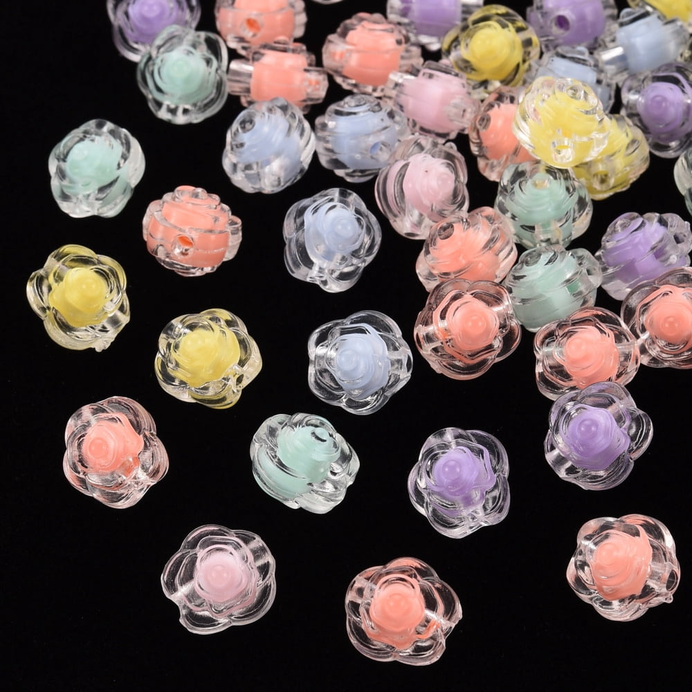 500 g Transparent Acrylic Beads Bead in Bead Flower Mixed Color ...