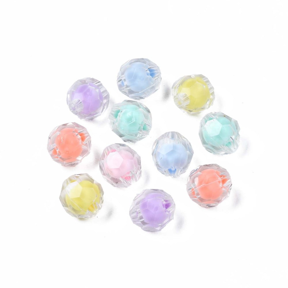 500 g Transparent Acrylic Beads Bead in Bead Round Mixed color 10x9mm ...