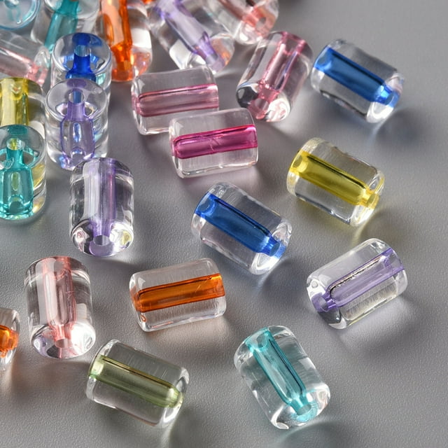 500 g Transparent Acrylic Beads Column Mixed Color 10x7.5mm Hole: 1.8mm ...