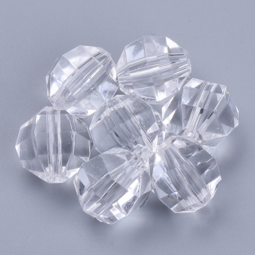 500 g Transparent Acrylic Beads Faceted Round Clear 20x20mm Hole: 2.9mm ...