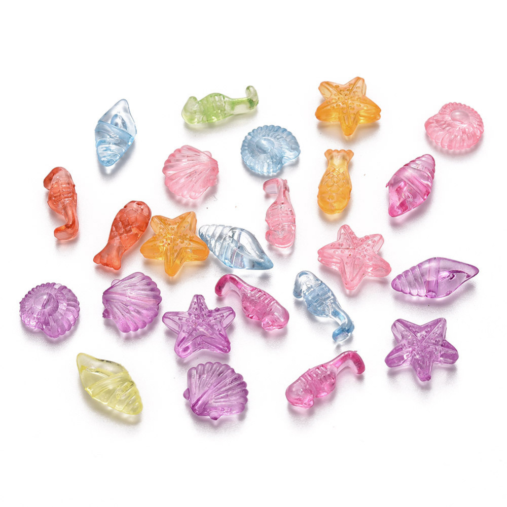 500 g Transparent Acrylic Beads Mixed Marine Organism Shapes Mixed ...
