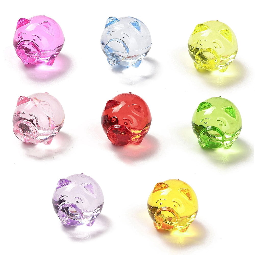 500 g Transparent Acrylic Beads Pig Mixed color 15x15x18.5mm Hole: 2 ...
