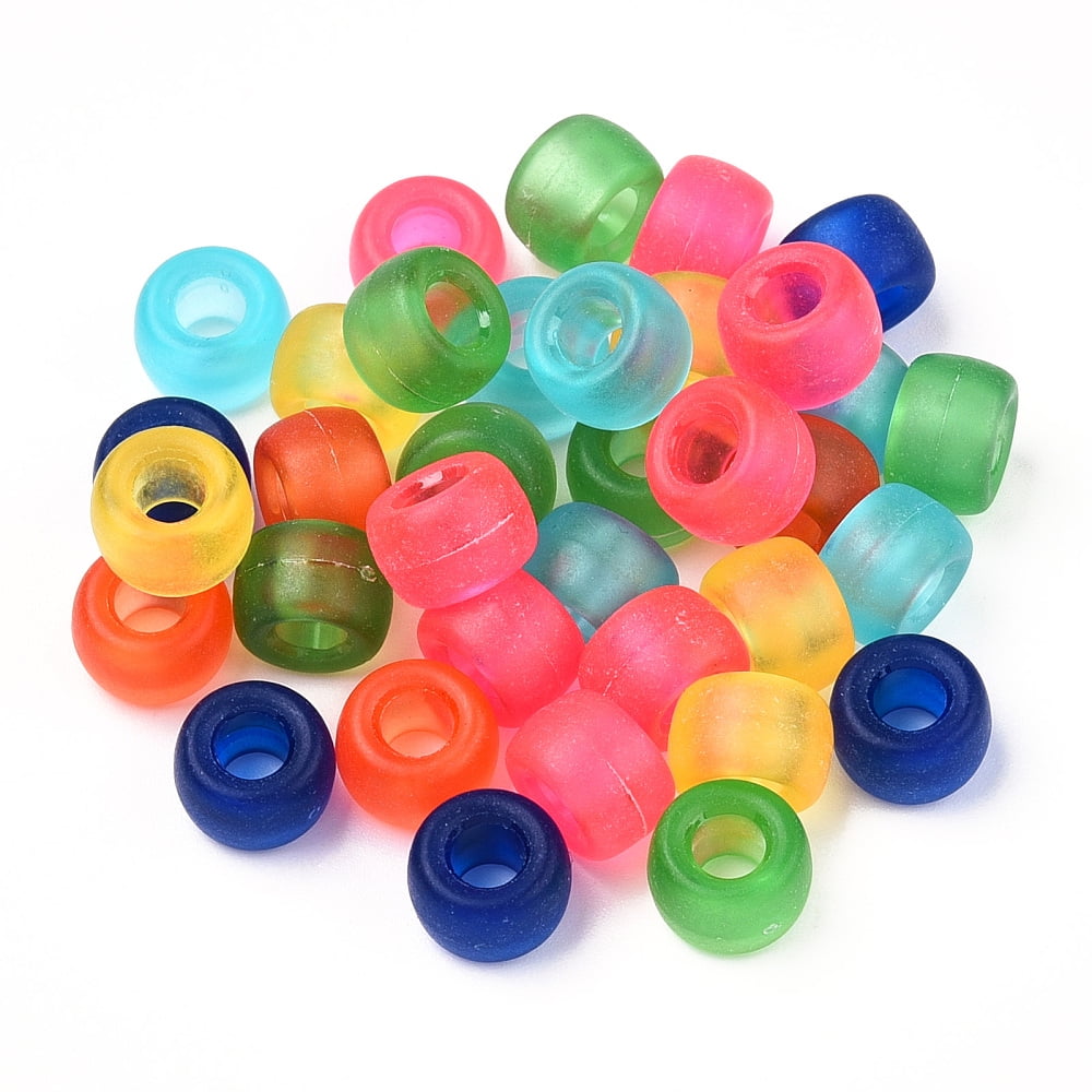 500 g Transparent Plastic Beads Frosted Barrel Mixed color 9x6mm Hole ...