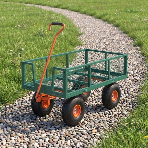 500 lbs Heavy Duty Steel Garden Cart Wagon – 3.33 Cu Ft Utility Yard ...