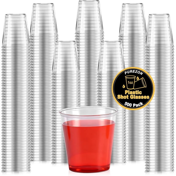 500-pack plastic shot glasses, 1-ounce transparent disposable mini cups ...