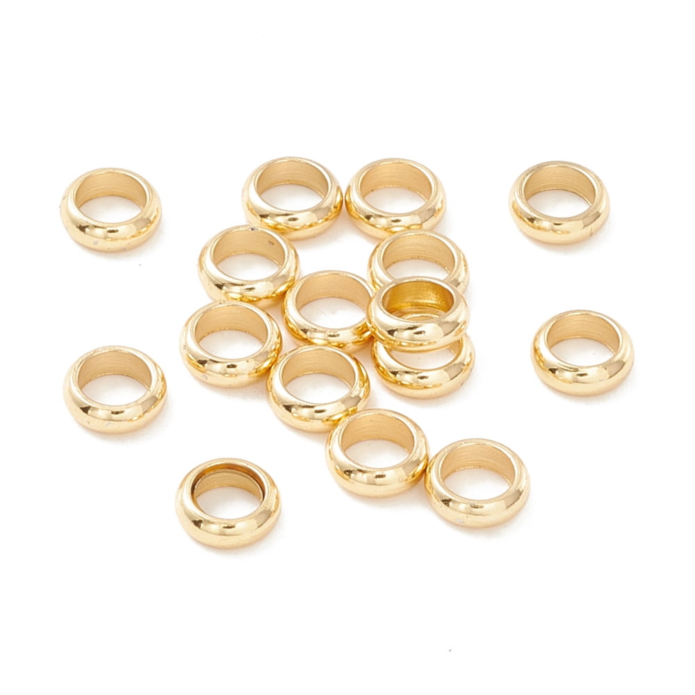 500 pc 201 Stainless Steel Spacer Beads Flat Round/Ring Real 18K golden ...