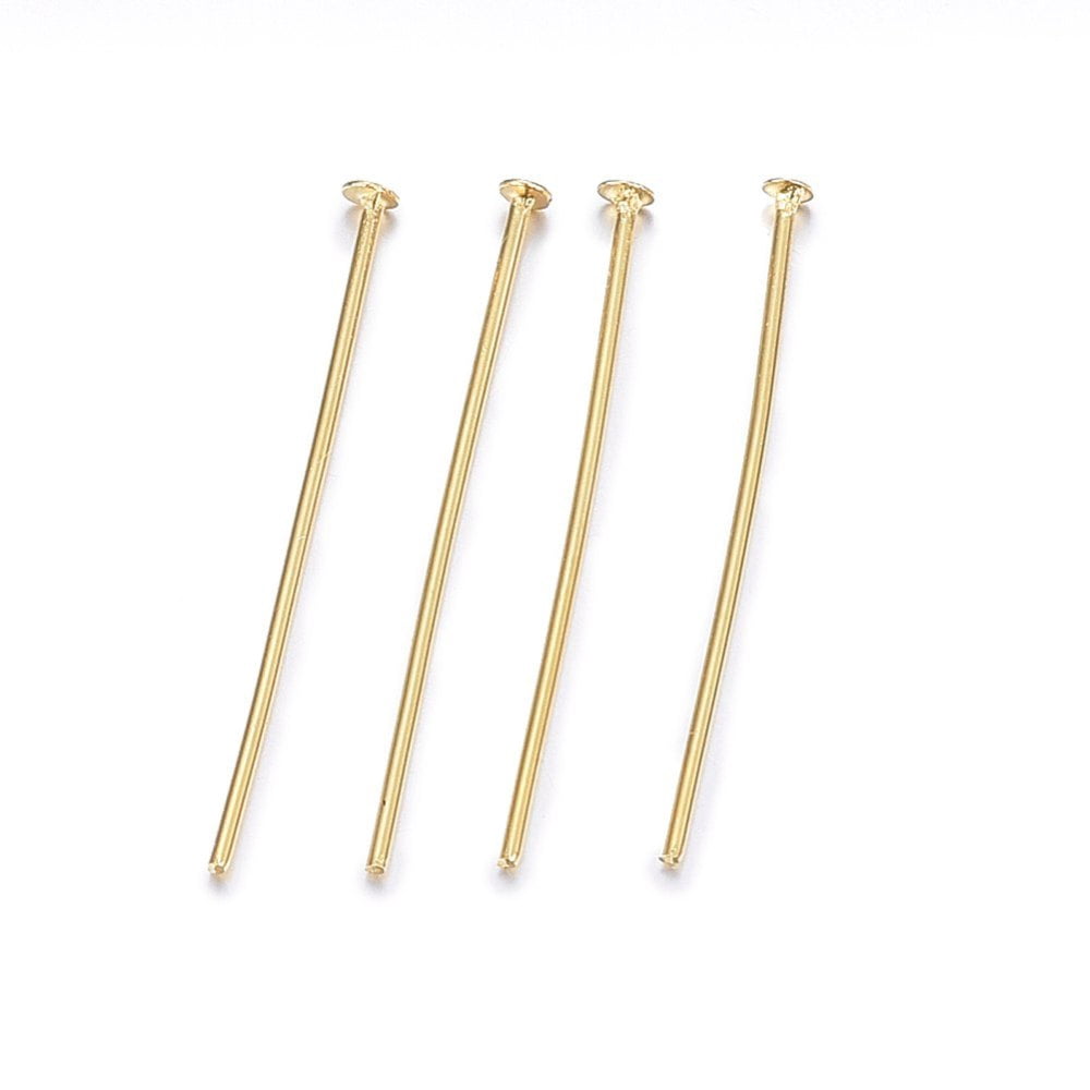 500 pc 304 Stainless Steel Flat Head Pins Real 18K Gold Plated 20.5x0 ...