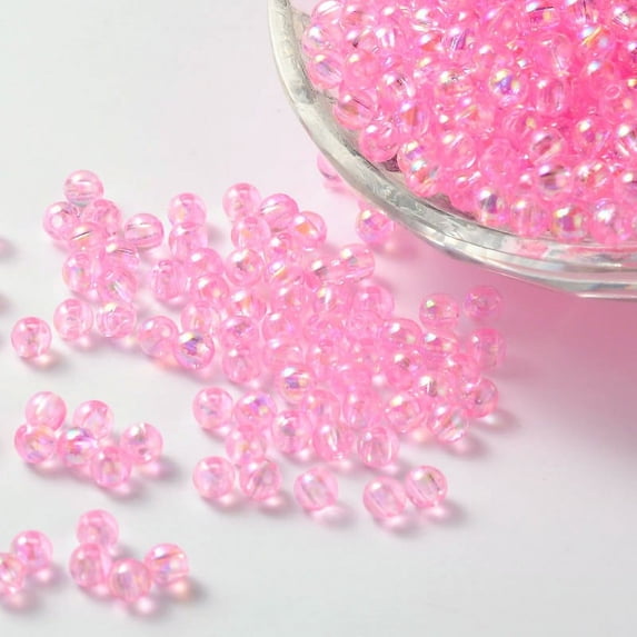 500 pc Eco-Friendly Transparent Acrylic Beads Round AB Color Pearl Pink ...