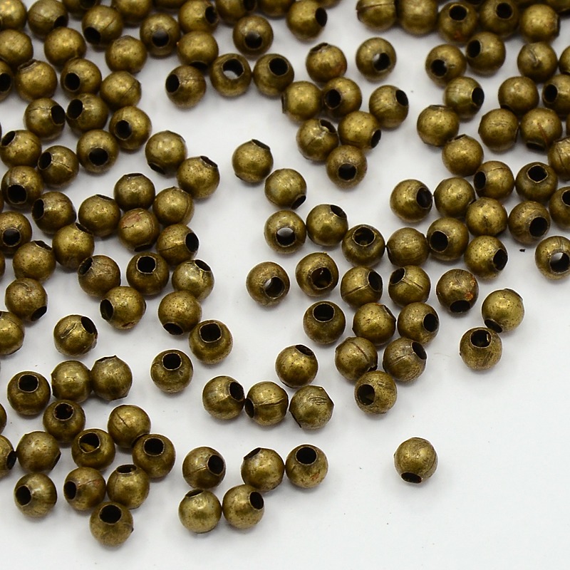 500 pc Iron Spacer Beads Round Antique Bronze 3mm in diameter 3mm thick ...