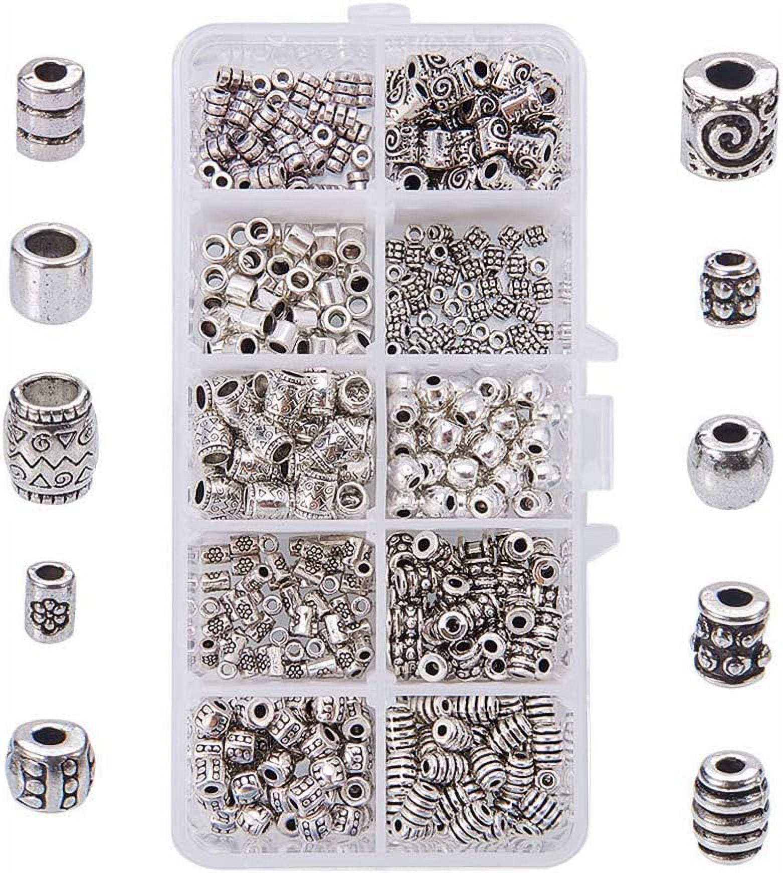 500 pcs 10 styles Tibetan Alloy Column Spacer Beads for Bracelet ...