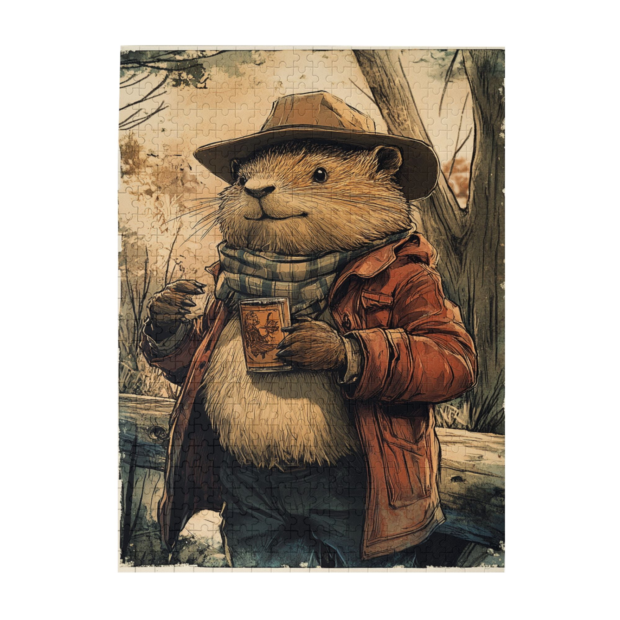 500 pcs 500 Piece Vibrant Jigsaw Puzzle Groundhog Drinks Water,Unique ...