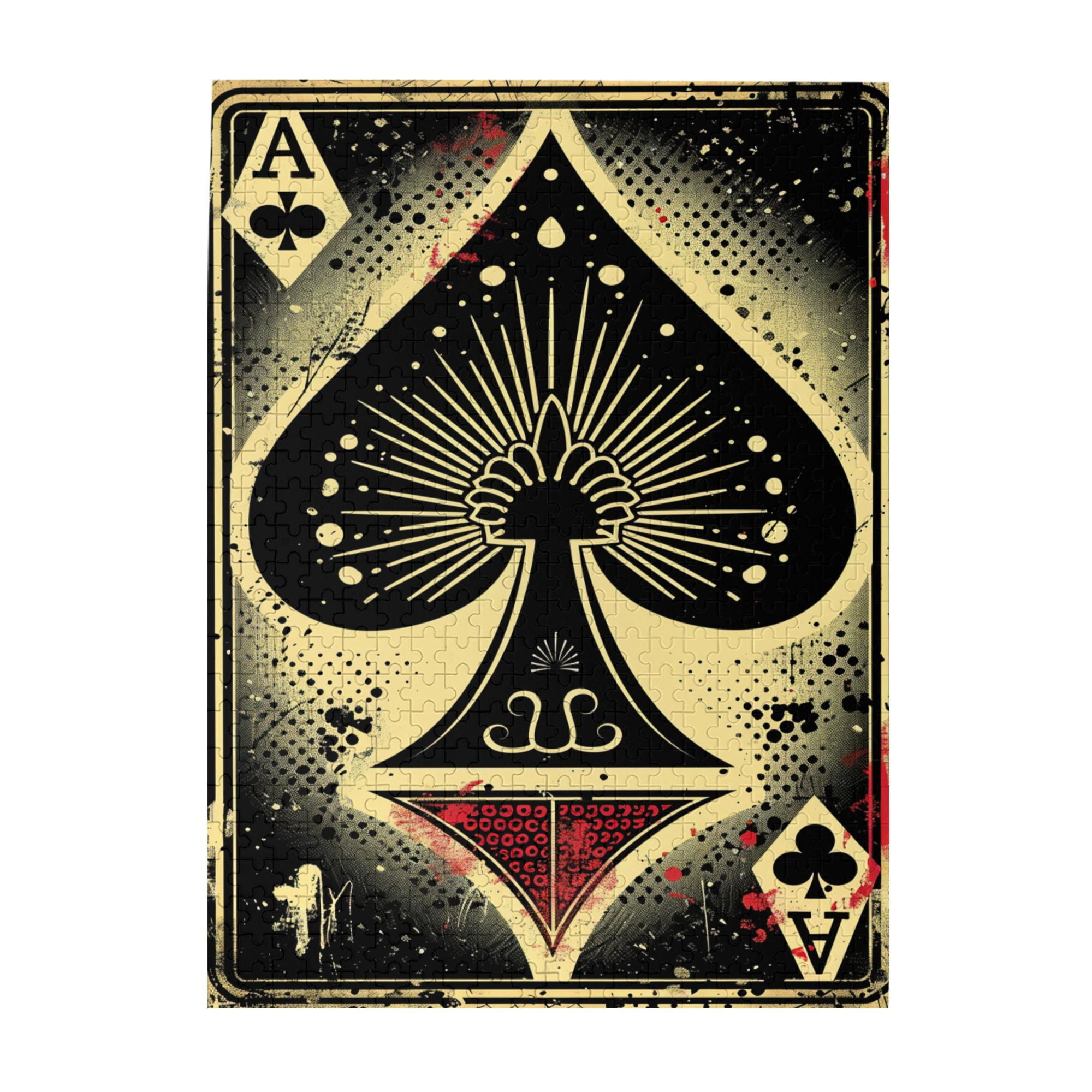 500 pcs 500 Piece Wooden Puzzles Ace Of Spades Poker,Challenging Brain Exercise,Unique Artwork ...
