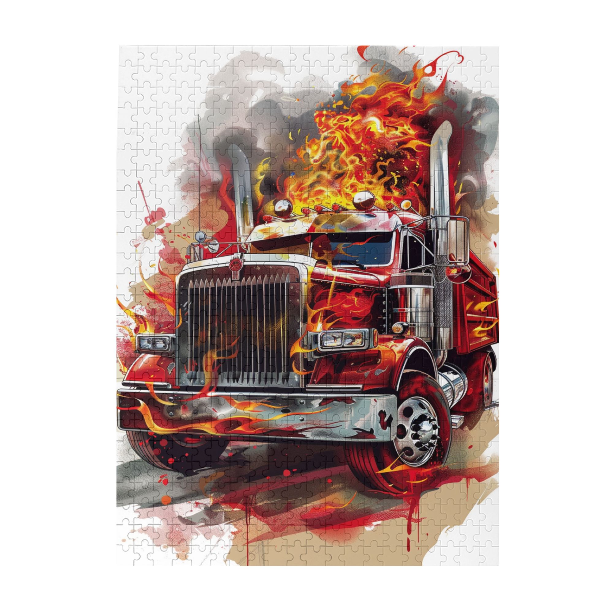 500 pcs 500 Piece Wooden Puzzles Burning Truck,Unique Artwork For ...