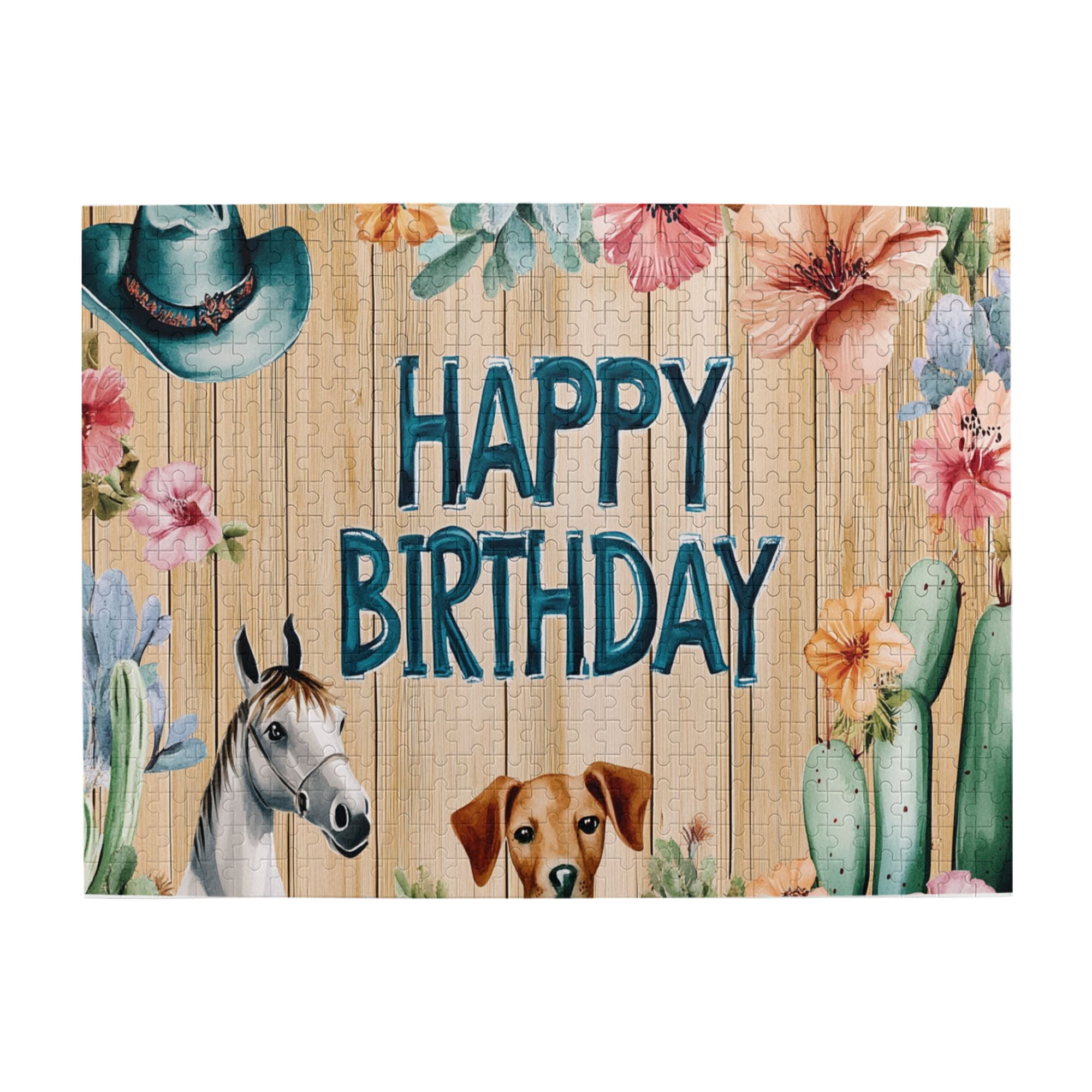 500 pcs Animal Plant Happy Birthday Slogan 500 Piece wooden Puzzles ...