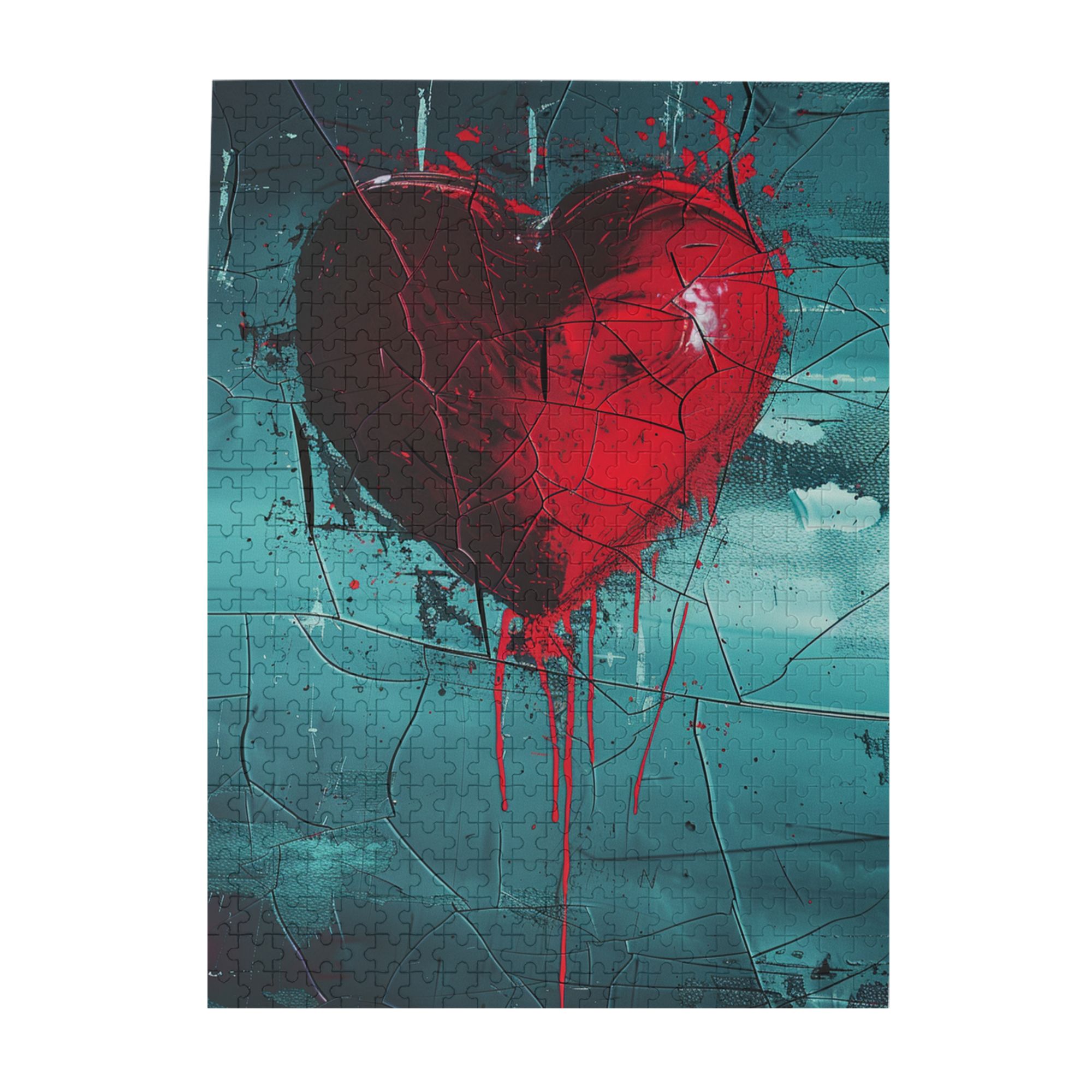 500 pcs Broken red heart Graffiti jigsaw Wooden puzzles 500 pieces ...