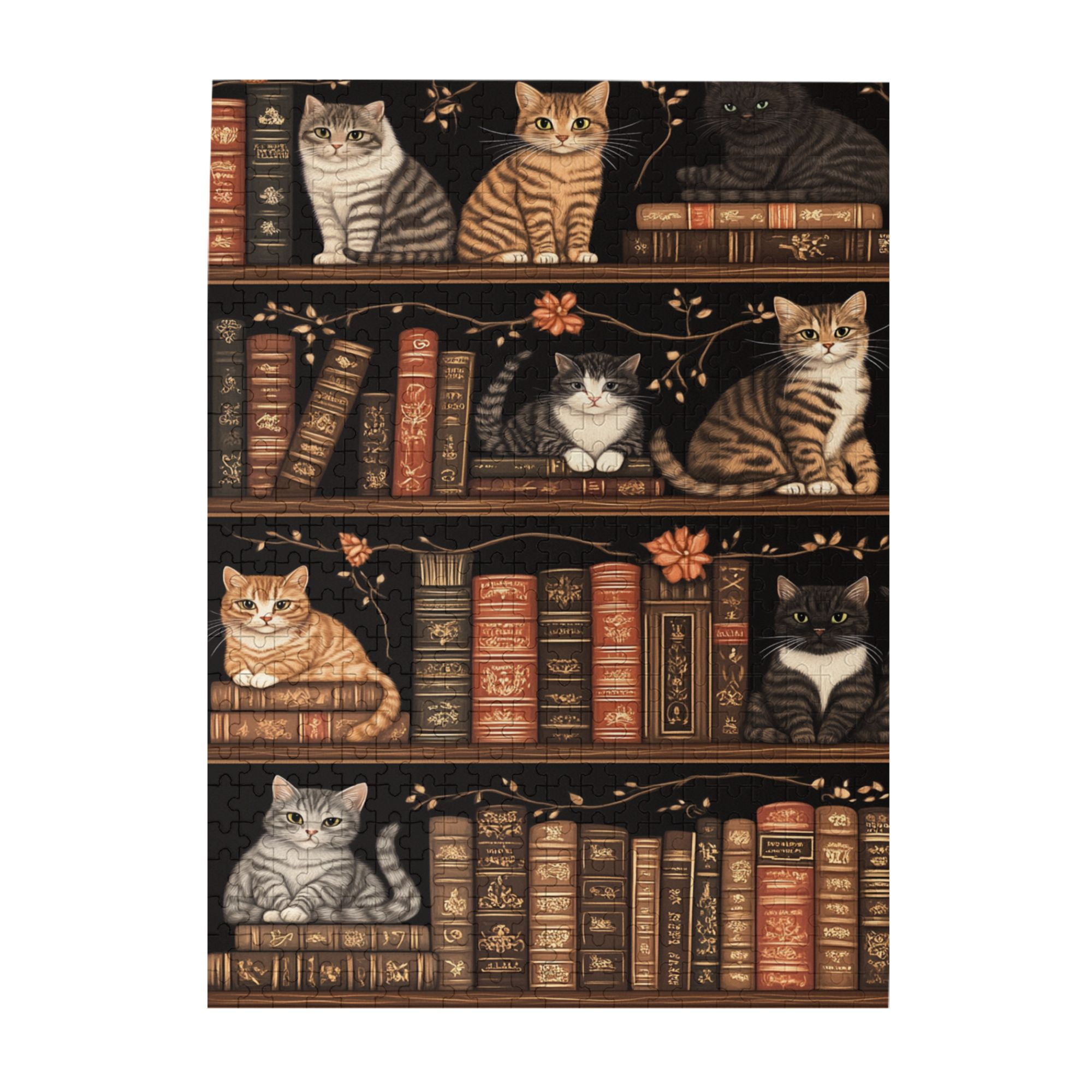500 pcs The Cat On The Bookshelf 500 Piece Vibrant Jigsaw Puzzle,Unique ...