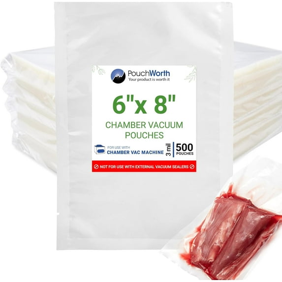 500 pcs Clear 6" x 8", 3 mil Chamber Machine Pouches, Pre-Cut Chamber ...