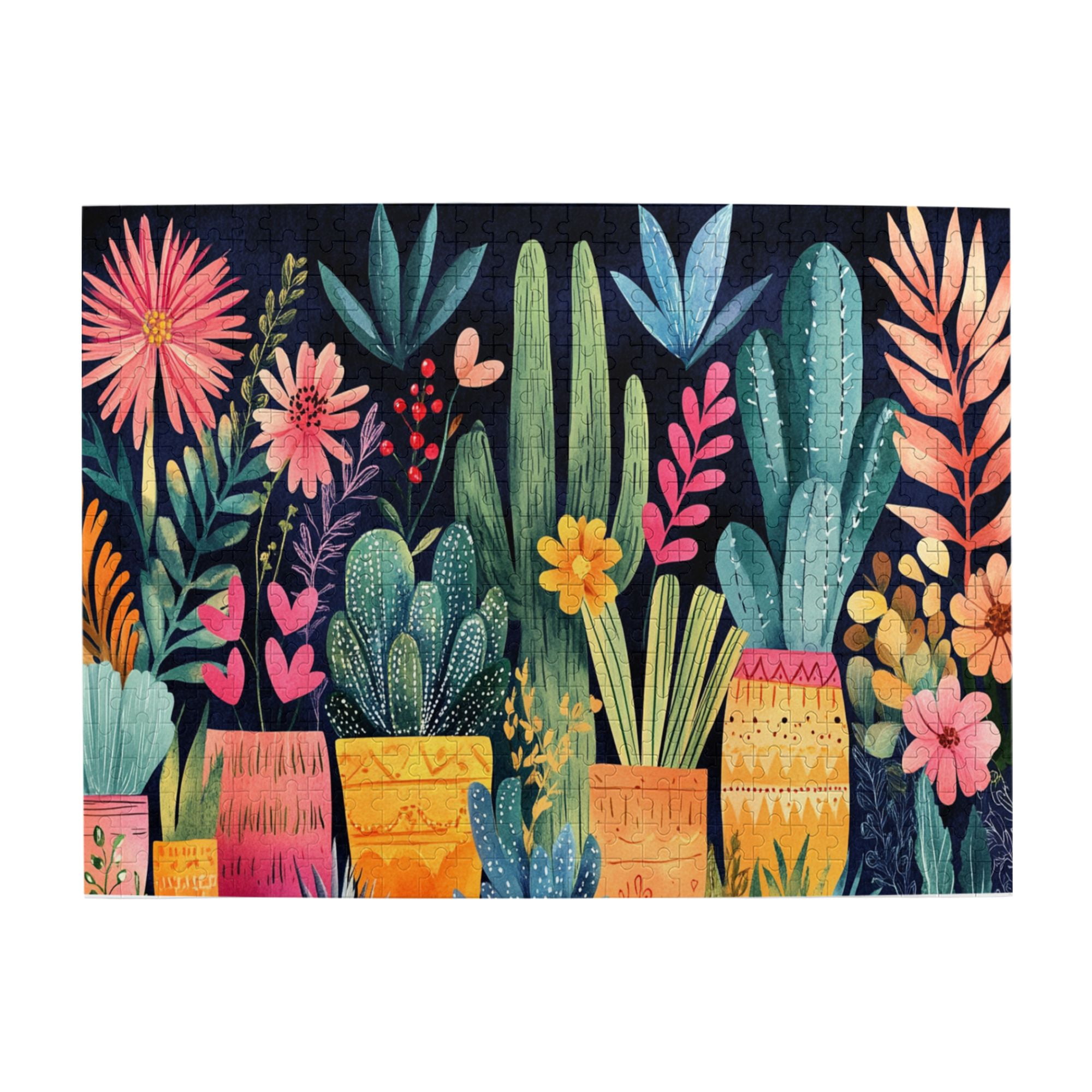 500 pcs Colorful Potted plant Cactus Wooden Puzzles 500 Piece ...