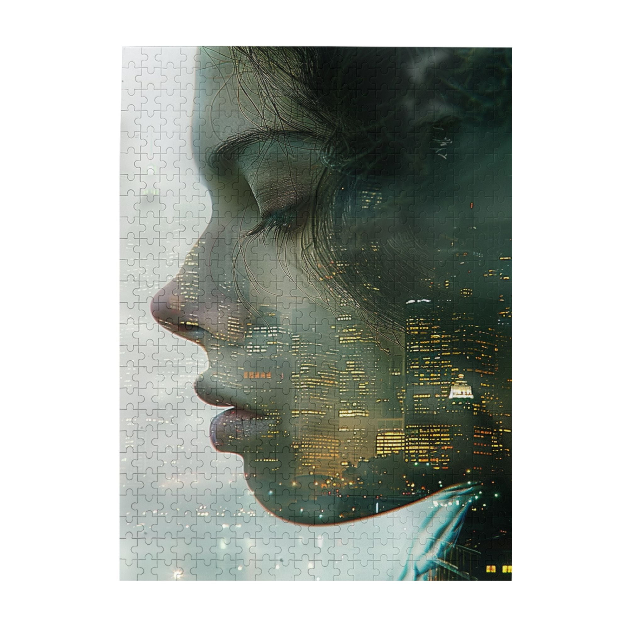 500 pcs Double Exposure Women & Modern Cities 500 Piece Wooden Puzzles,Challenging Brain ...