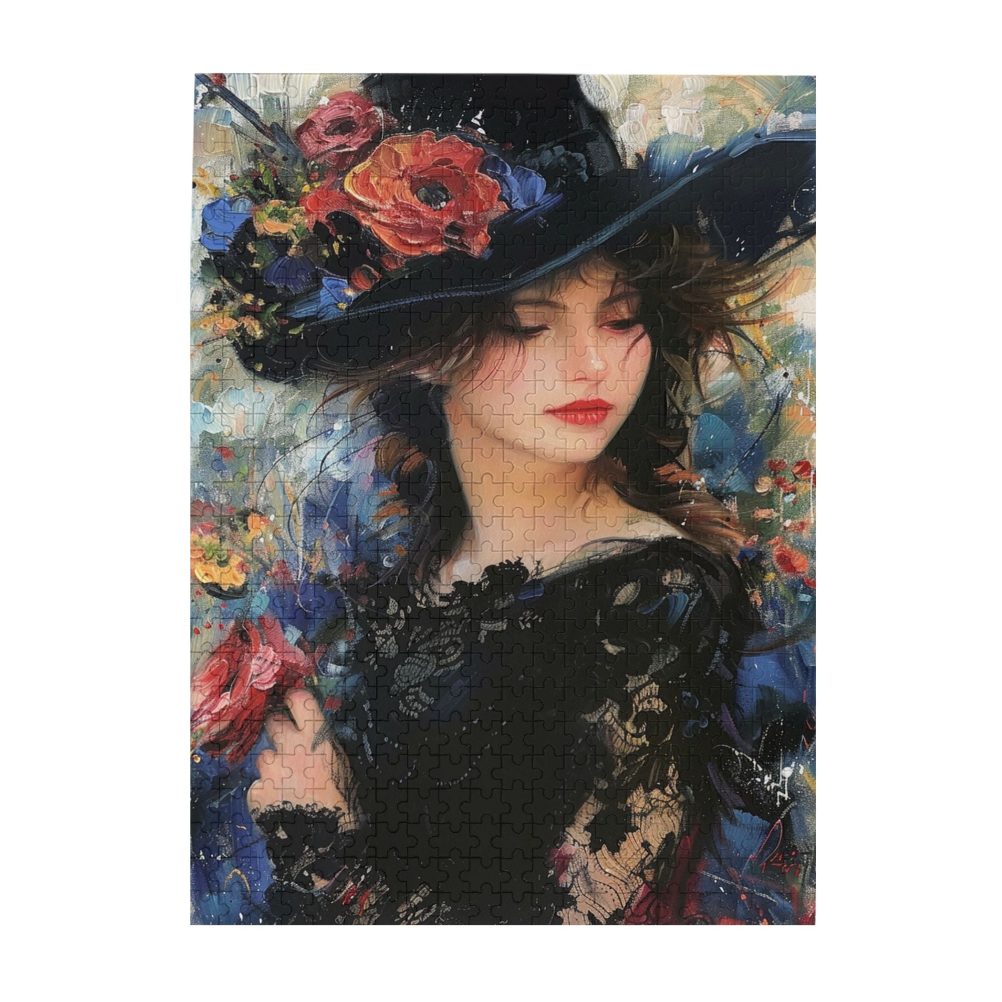 500 pcs Elegant Hatted Woman Jigsaw Puzzles 500 Pieces,Challenging ...