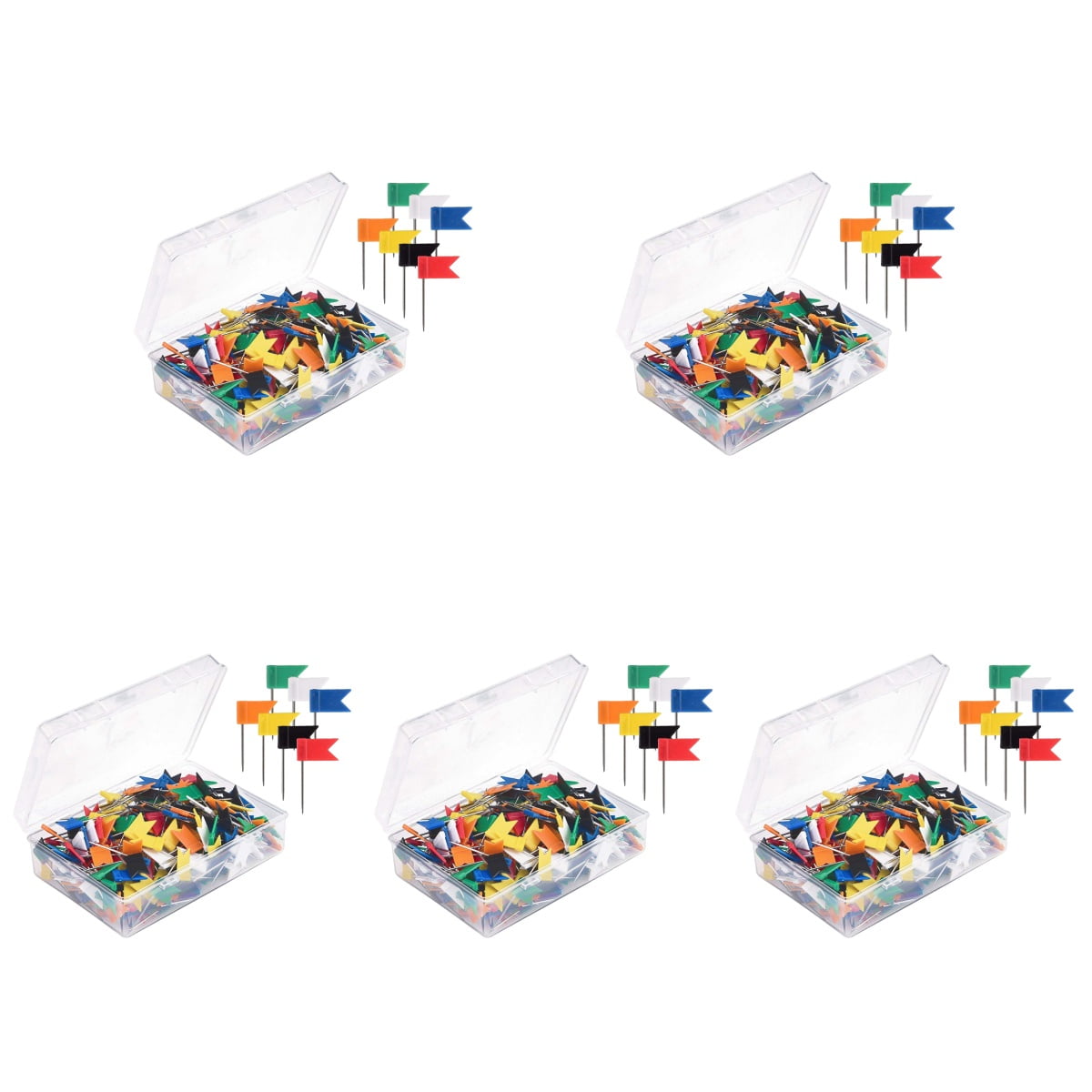 500 pcs Map Flag Push Tacks Steel Tacks with Plastic Flags Head for ...