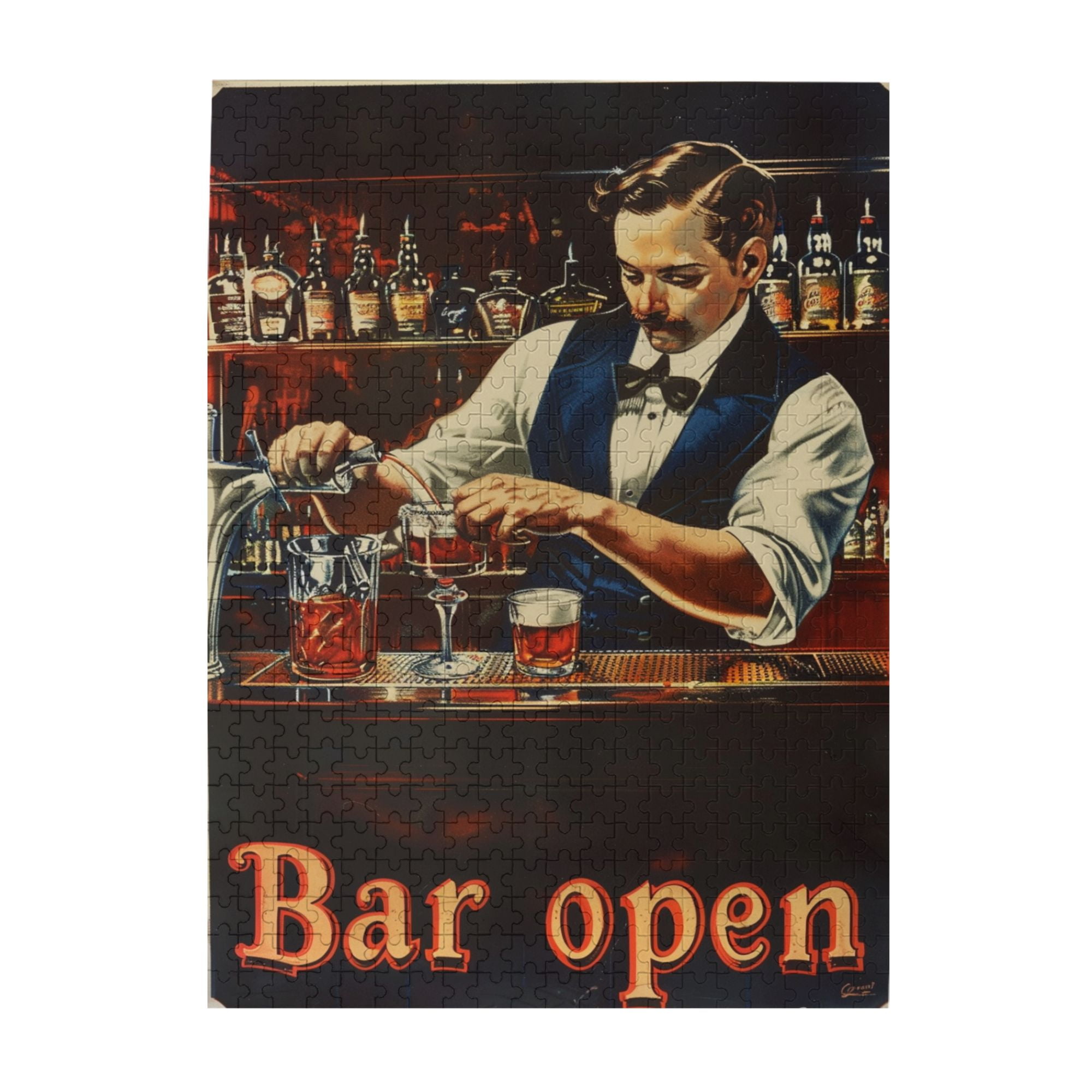 500 pcs 500 Piece Puzzle For Adults Bartender ‘bar Open’ Slogan,Stress ...