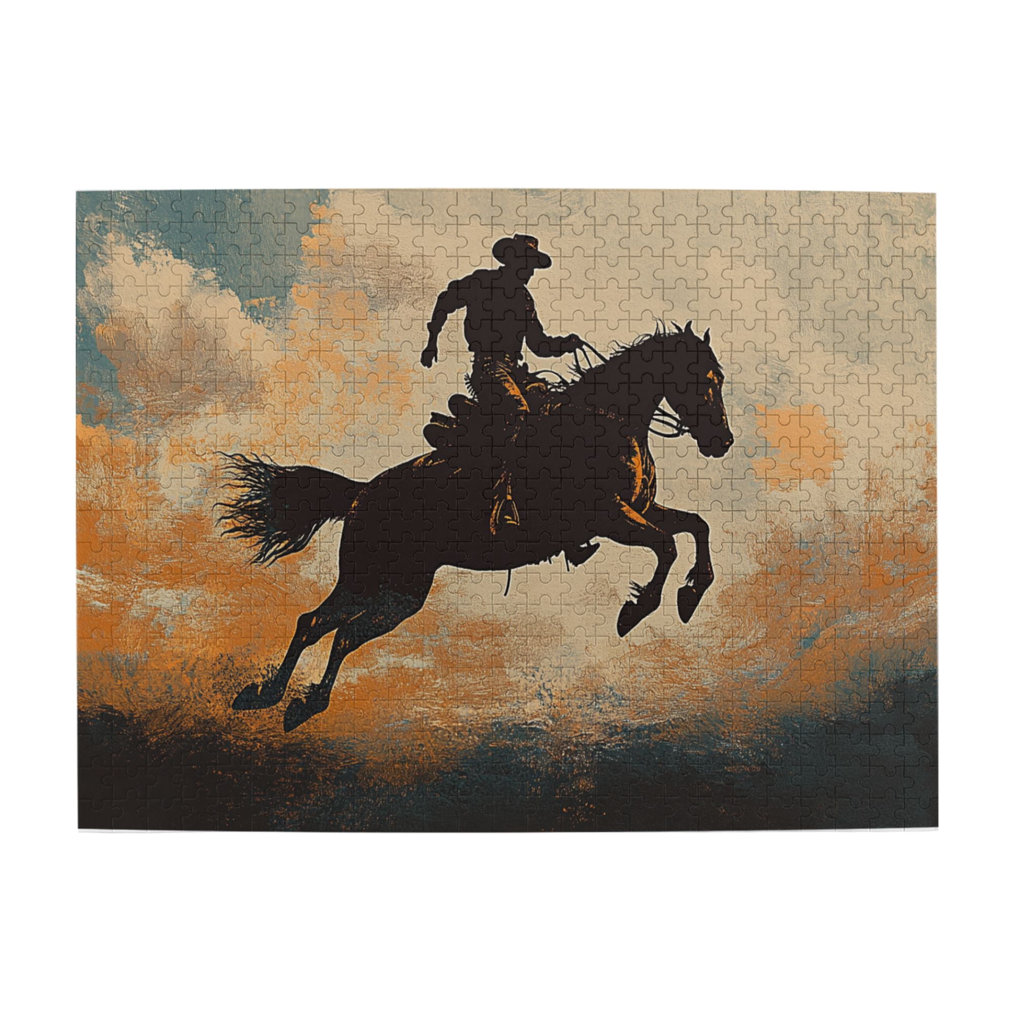500 pcs 500 Piece Vibrant Jigsaw Puzzle Cowboy on horseback,Challenging ...