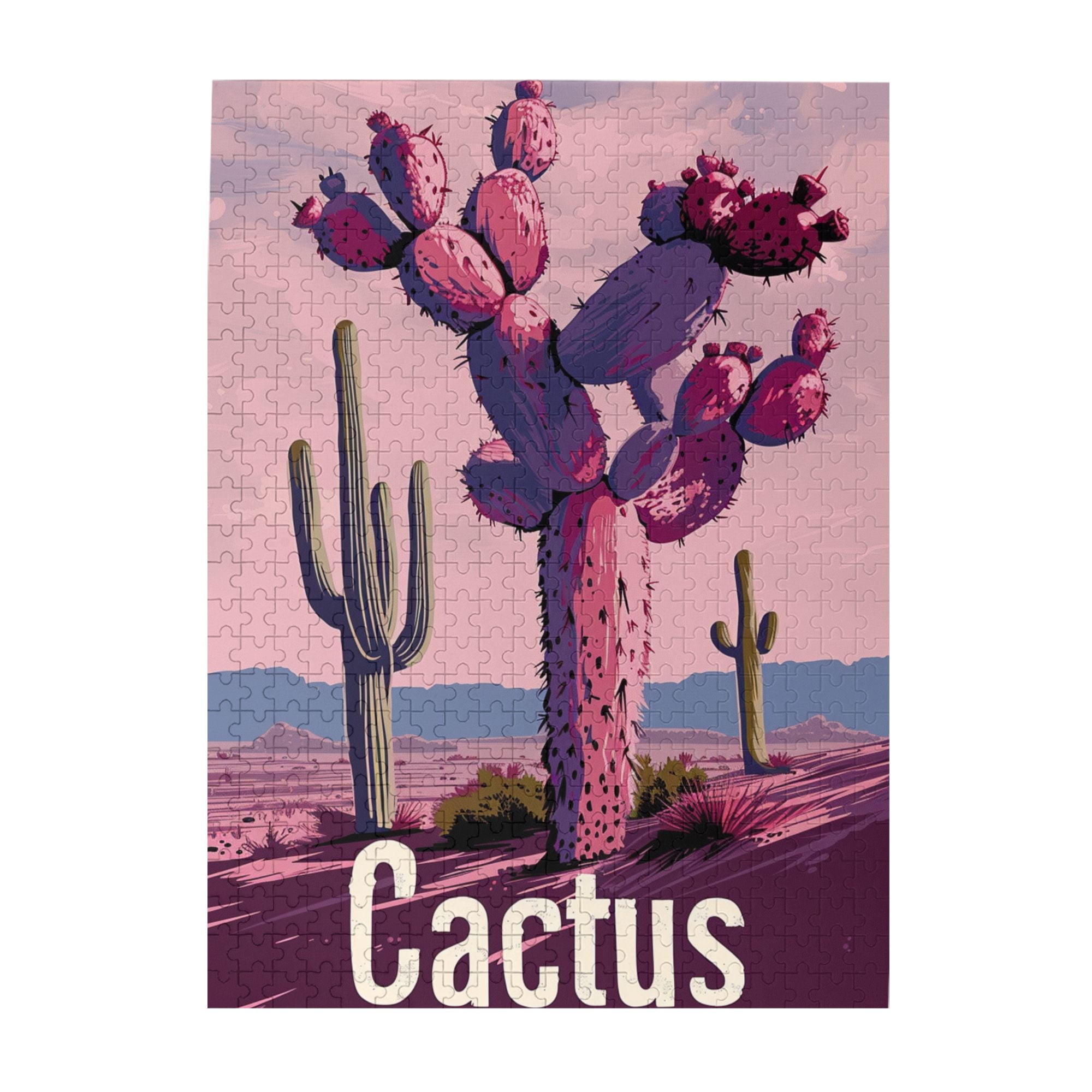500 pcs 500 Piece Vibrant Wooden Jigsaw Puzzle Desert Cactus,Unique and ...