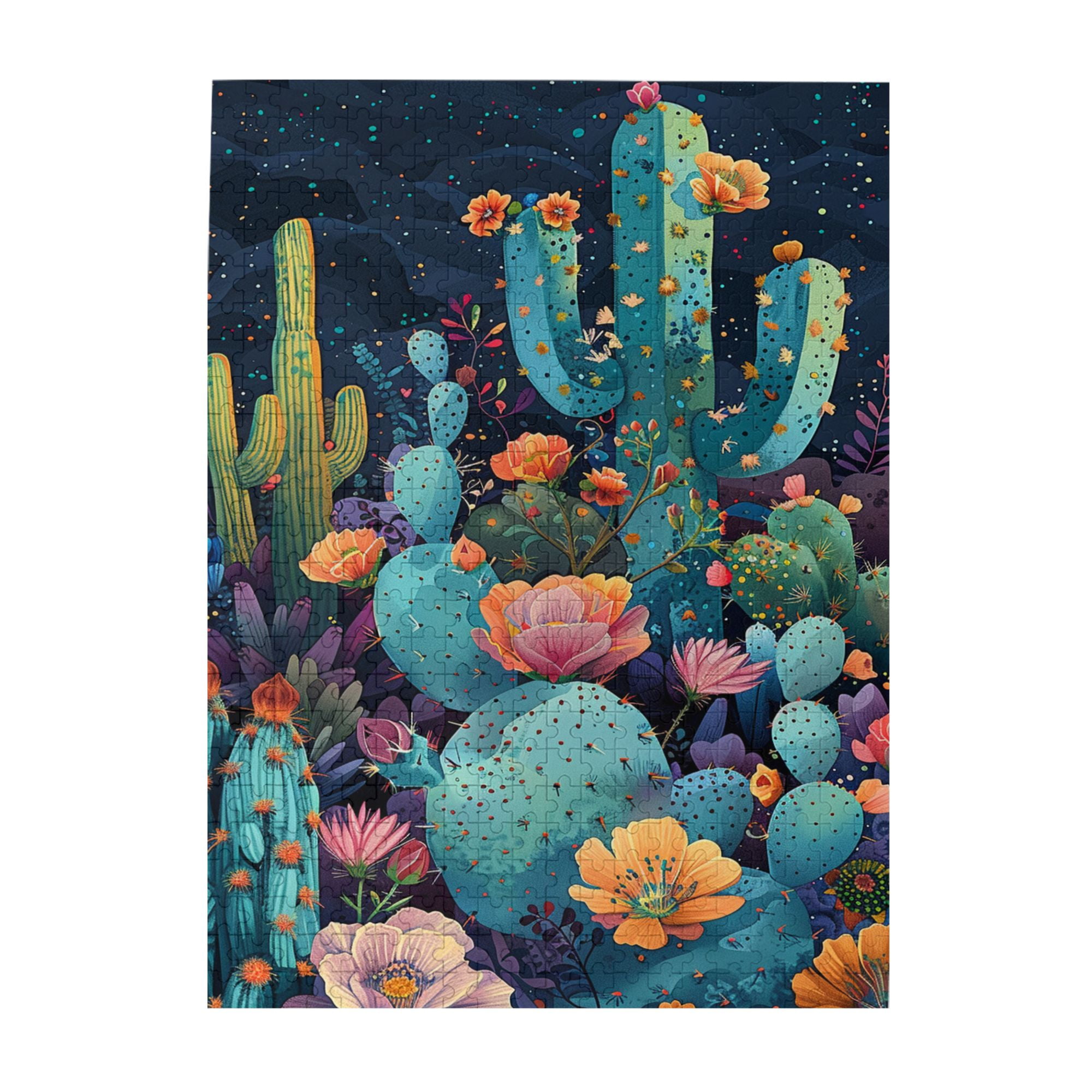 500 pcs 500 Piece Wooden Puzzles Cactus Garden Night,Challenging Brain ...