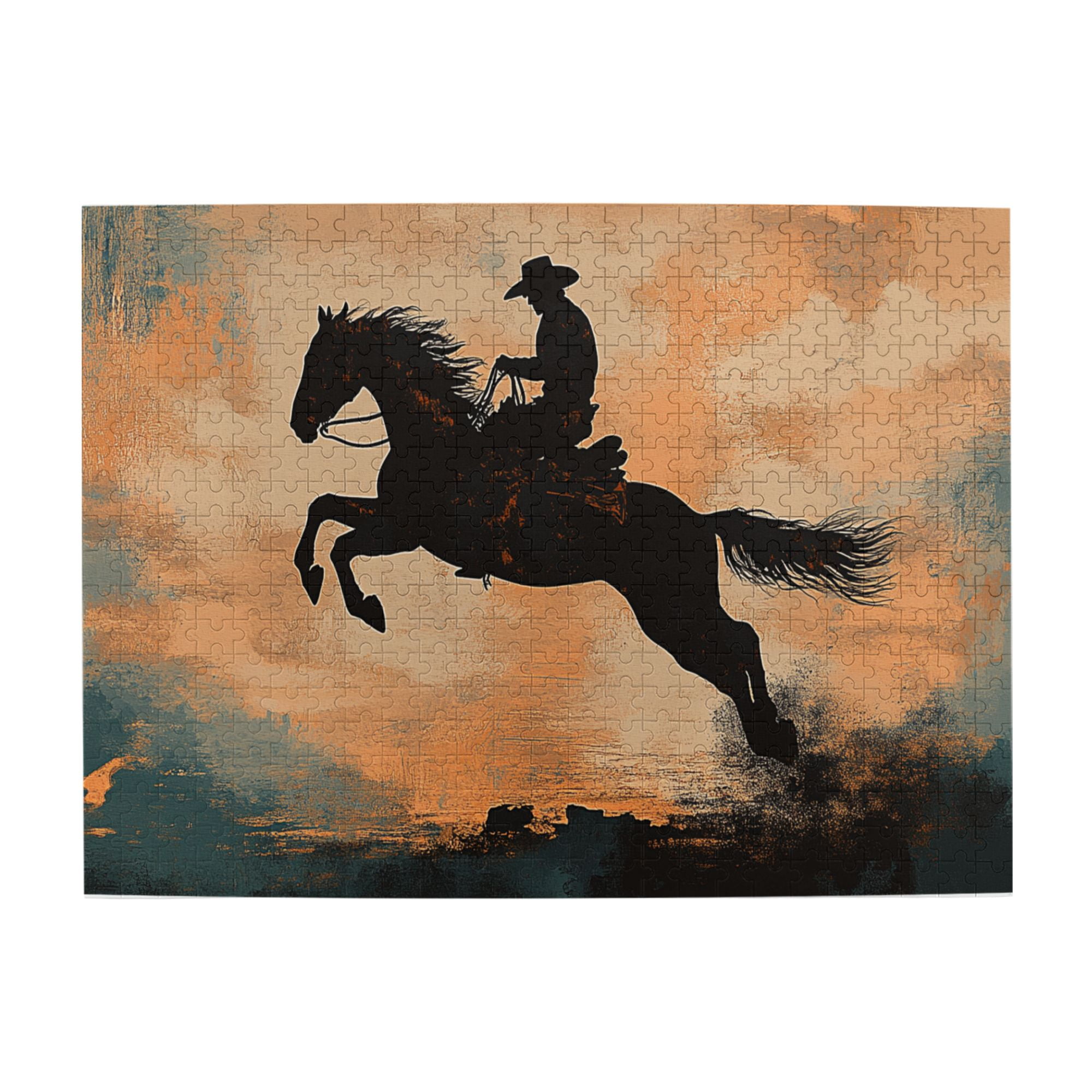 500 pcs 500 Piece Wooden Puzzles Cowboy on horseback,Stress relieving ...