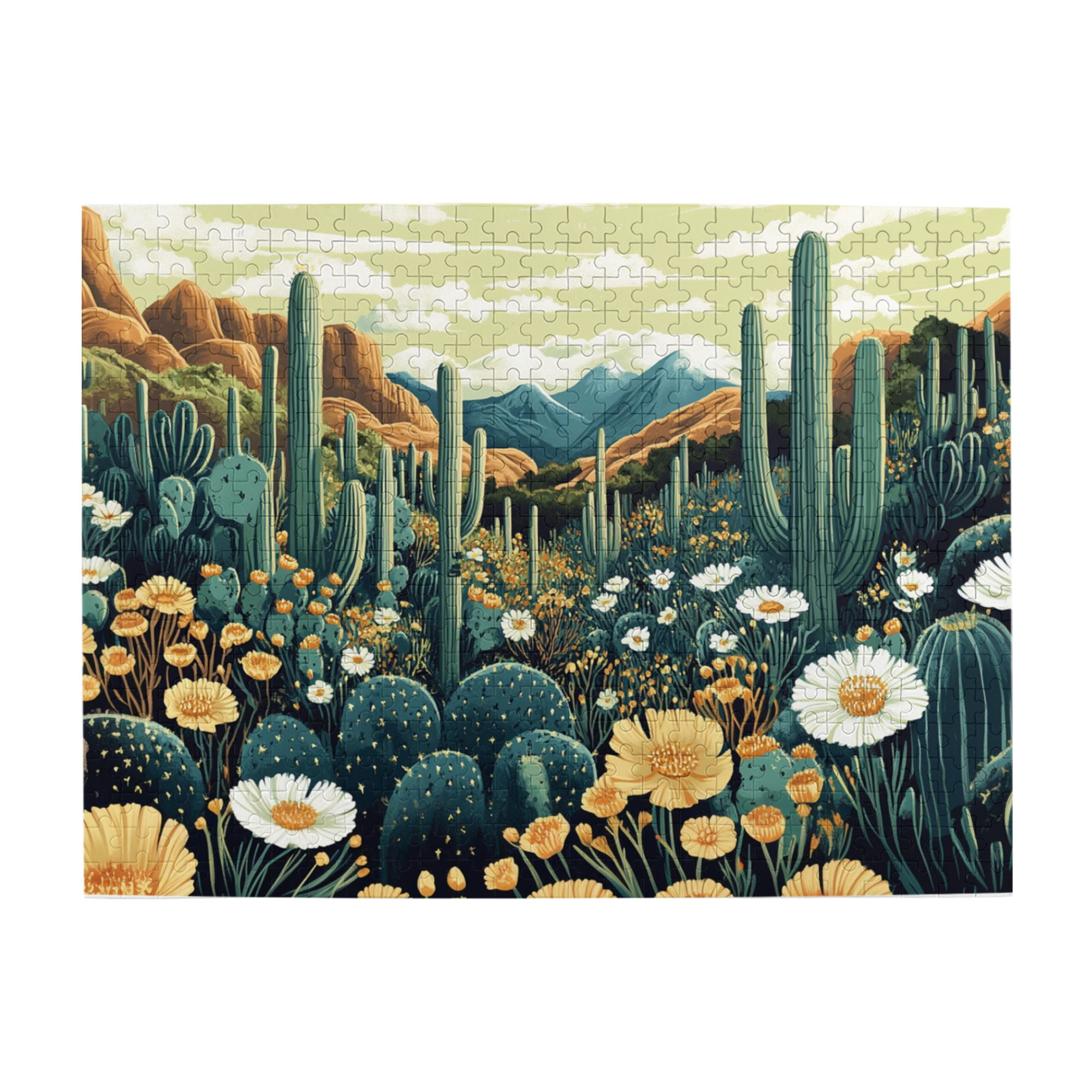 500 pcs 500 Piece Wooden Puzzles Gobi Cactus Garden,Challenging Brain ...