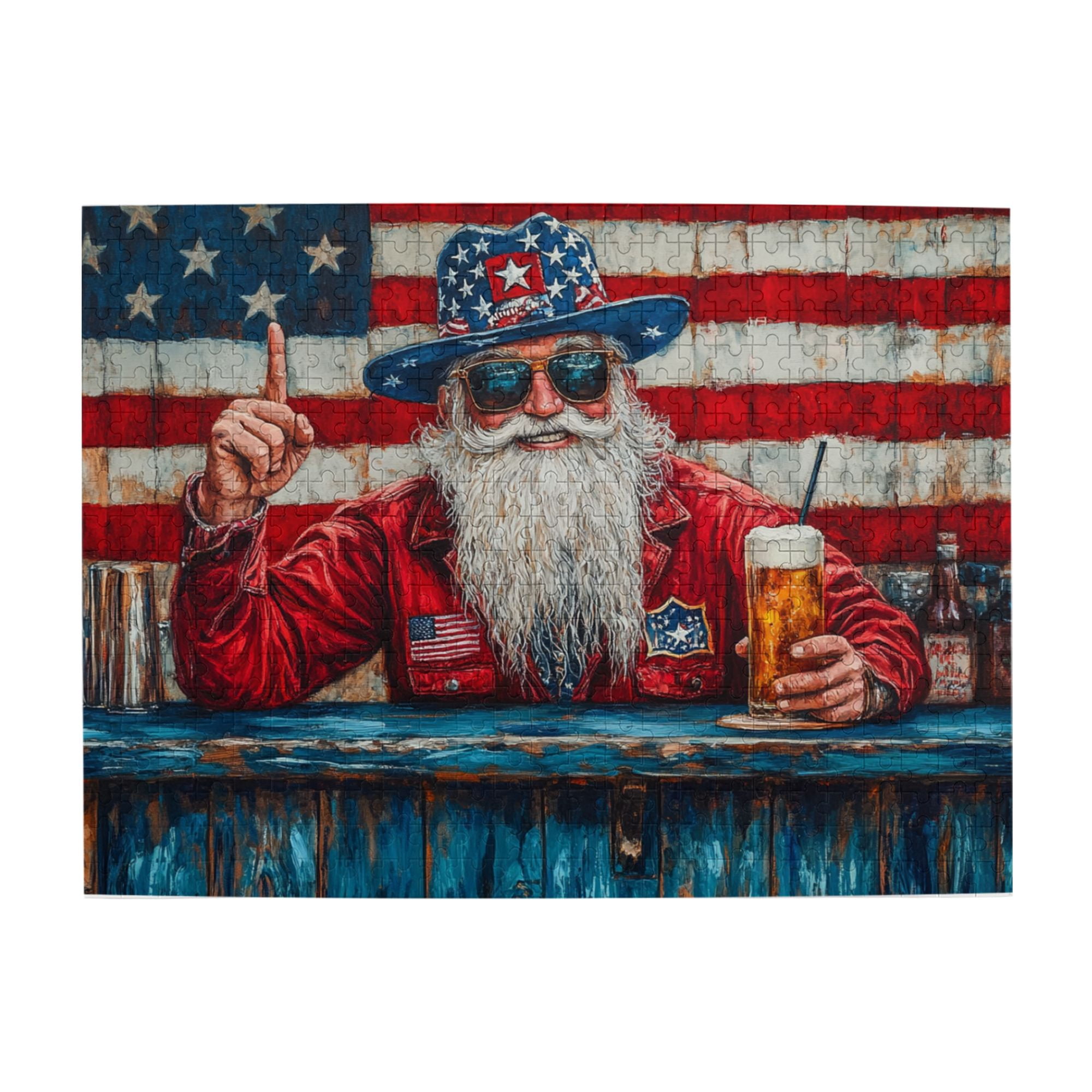 500 pcs 500 Piece Wooden Puzzles Patriotic Elderly people drinking beer ...