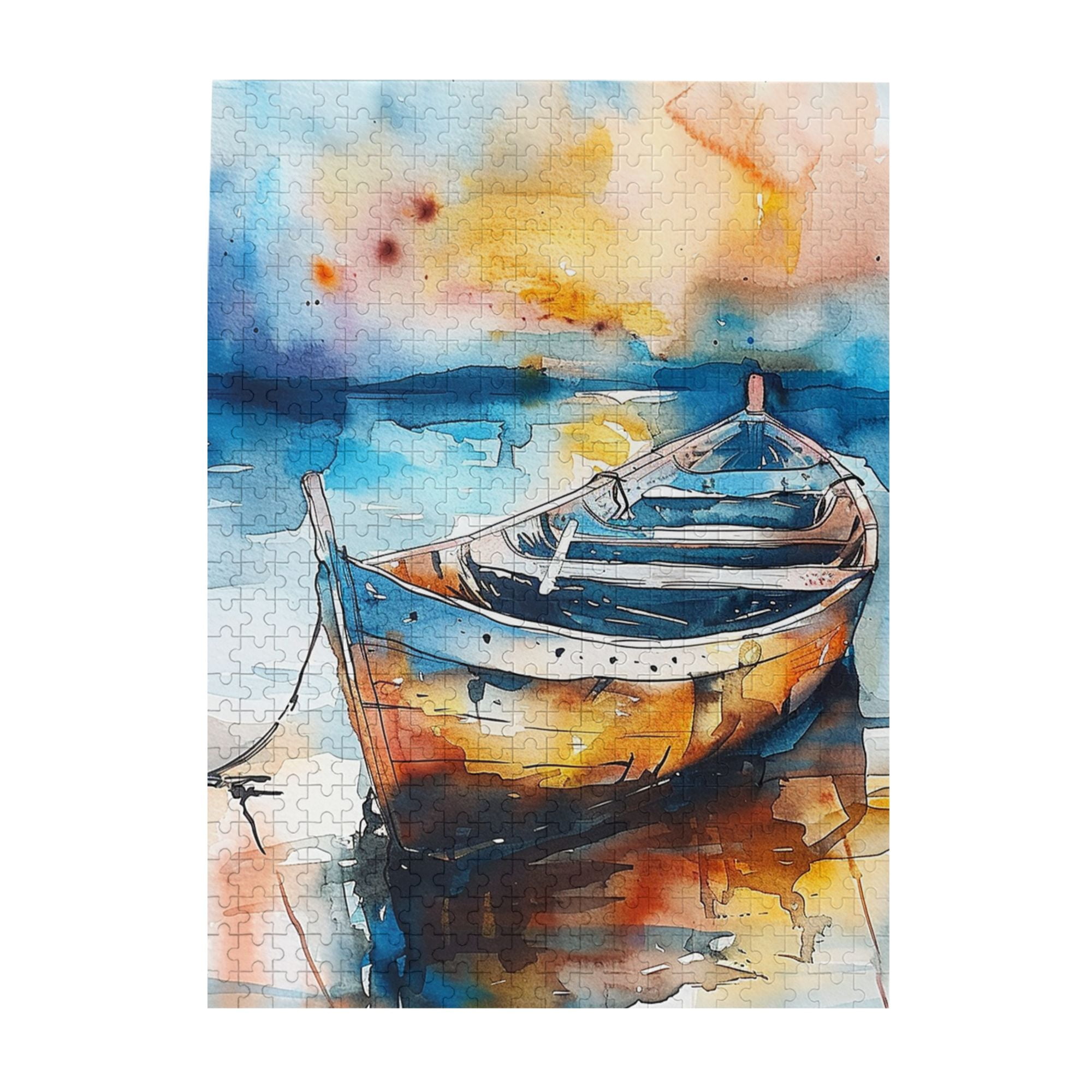 500 pcs 500 Piece Wooden Puzzles Watercolor boat,Challenging Brain ...