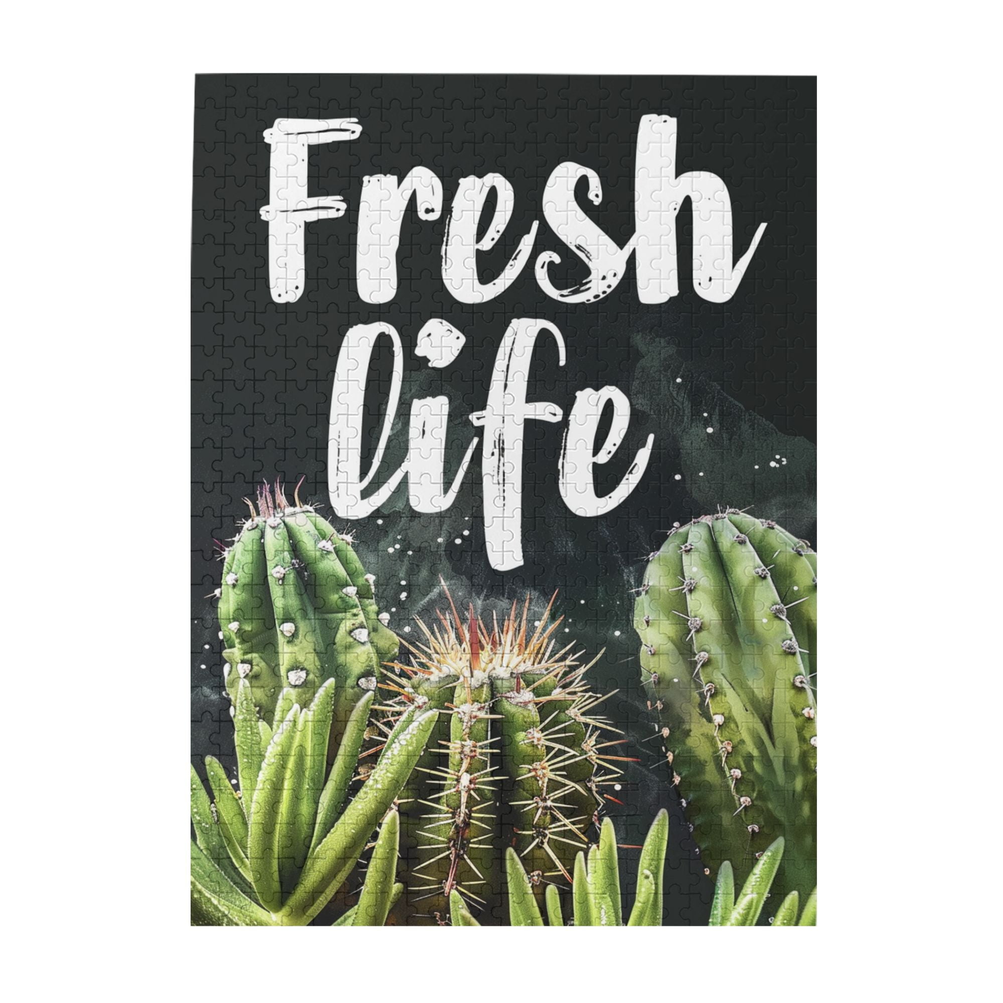 500 pcs Plant Potted Cactus Fresh Life Slogan Wooden Puzzles 500 Piece ...