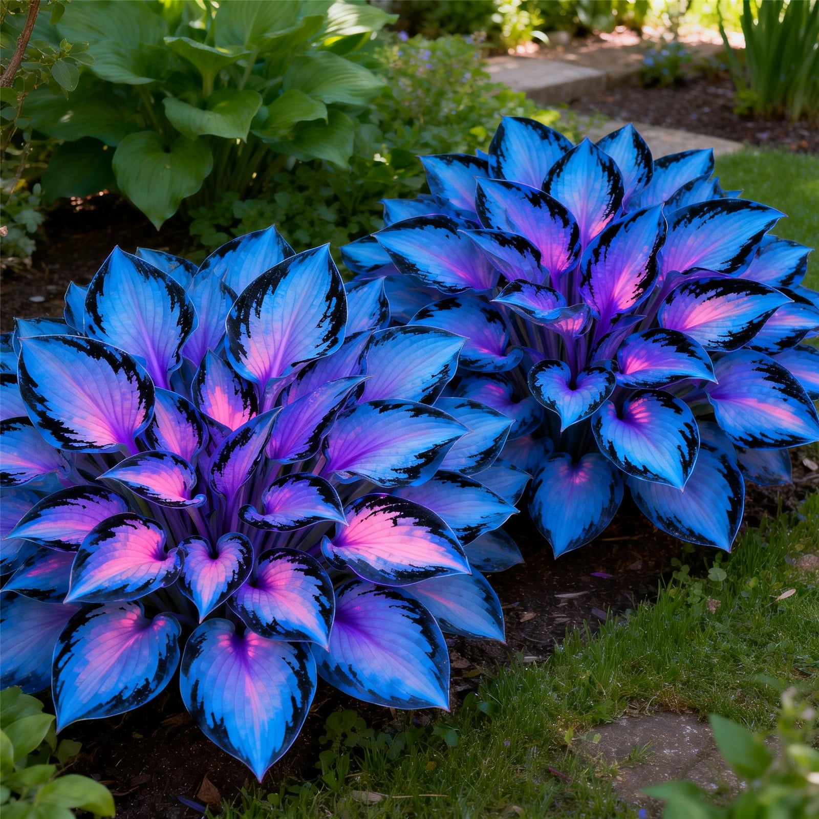 500 pcs Rainbow Colorful Midnight Blue Hostas For Planting-(Non ...