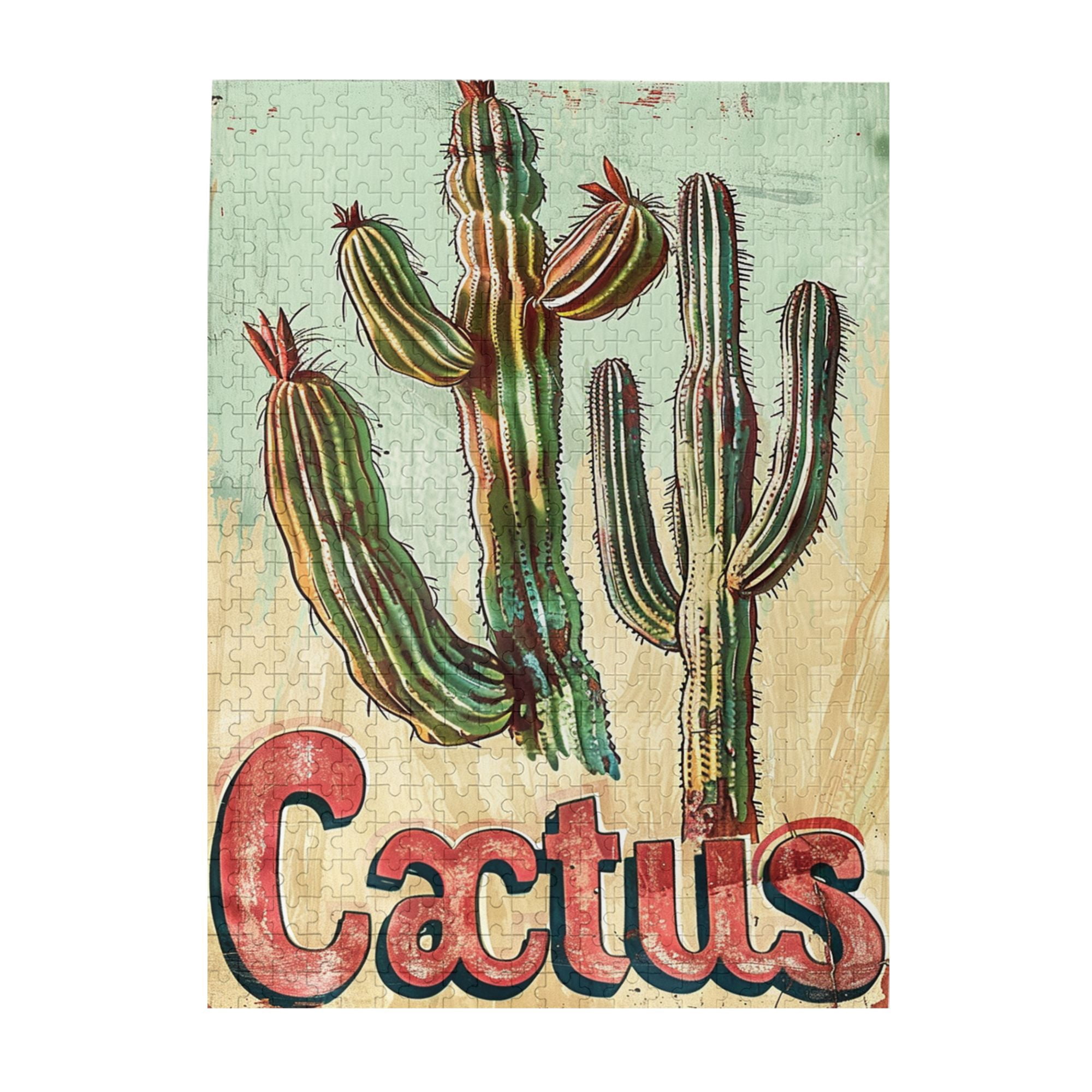 500 pcs Retro Art Cactus jigsaw puzzles 500 pieces,Challenging Brain ...
