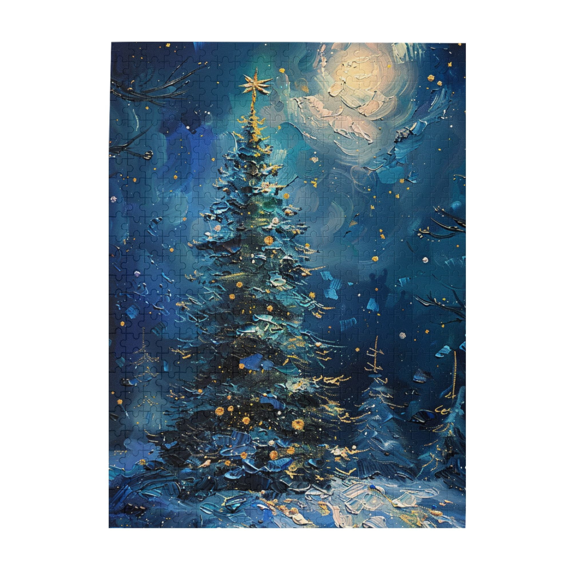 500 pcs Starry Night Christmas Tree 500 Piece Wooden Puzzles,Unique and ...