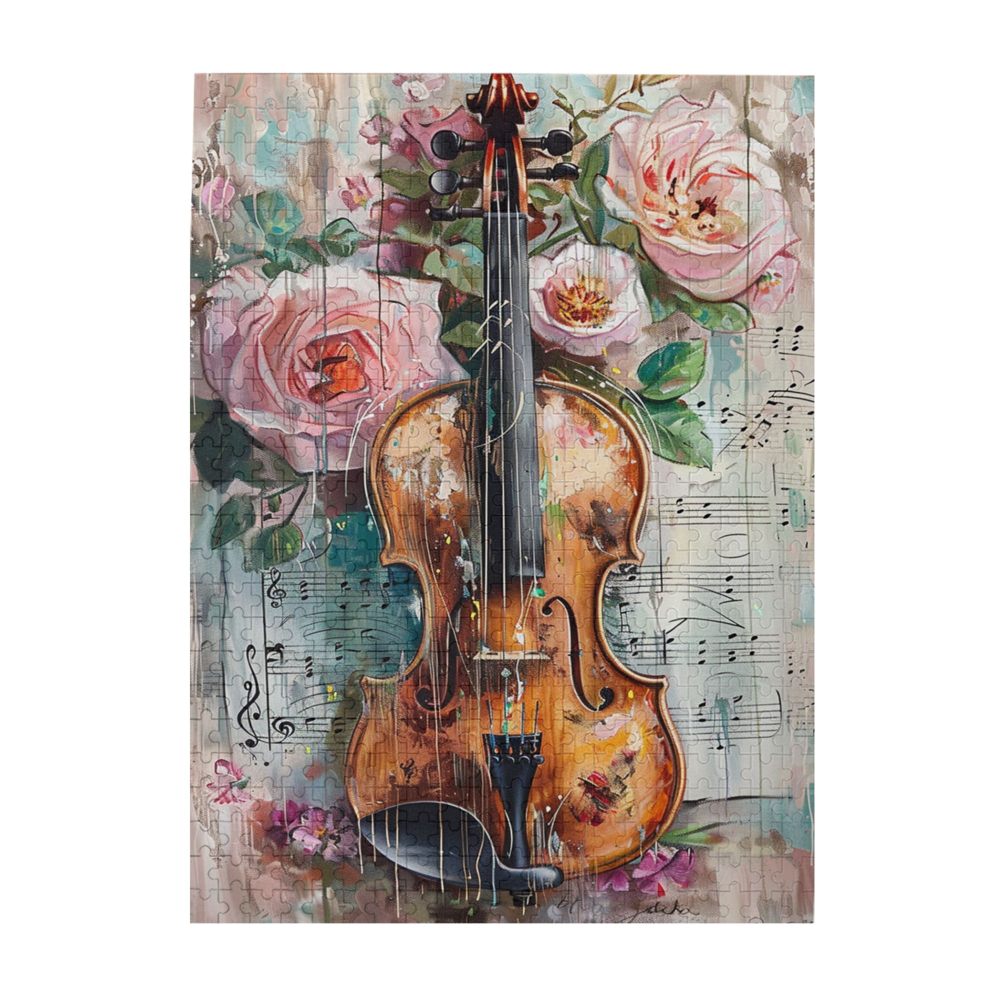 500 pcs Vintage Rose Violin 500 Piece Puzzle For Adults,Stress ...