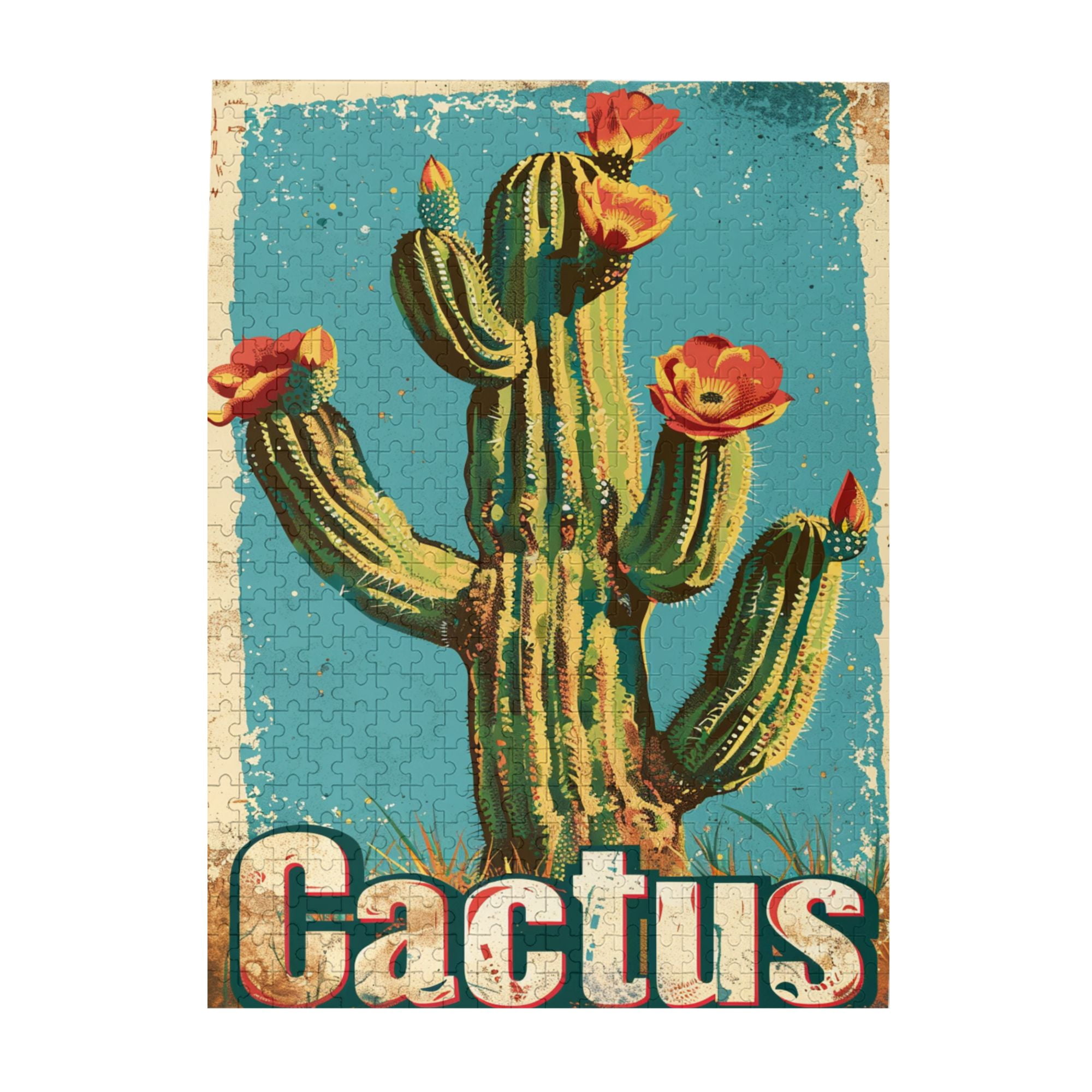 500 pcs Vintage Style Cactus Wooden Puzzles 500 Piece,Vibrant Design ...