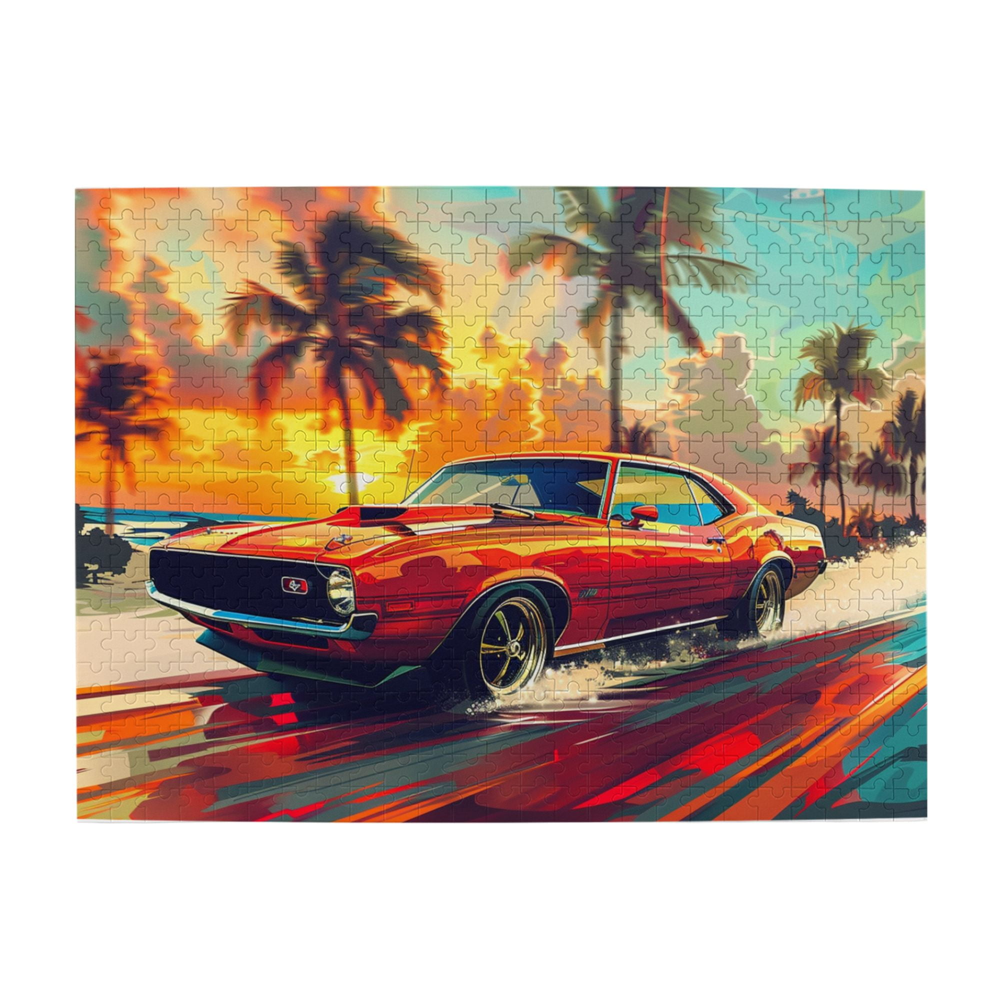 500 pcs Wooden Puzzle 500 Piece Retro muscle car,Stunning Artwork of ...