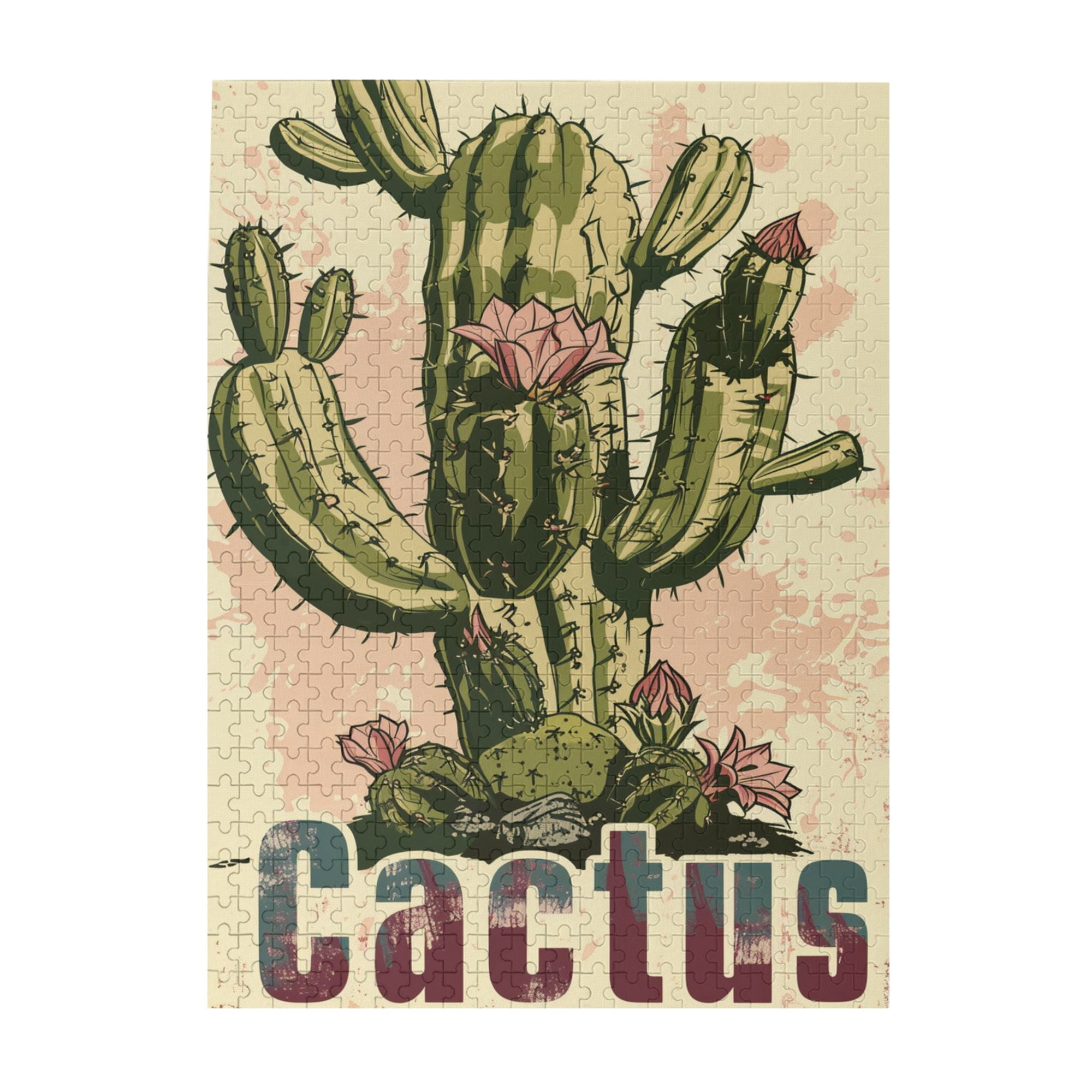 500 pcs jigsaw puzzles 500 pieces Vintage Art Cactus,Vibrant Design,Fun ...
