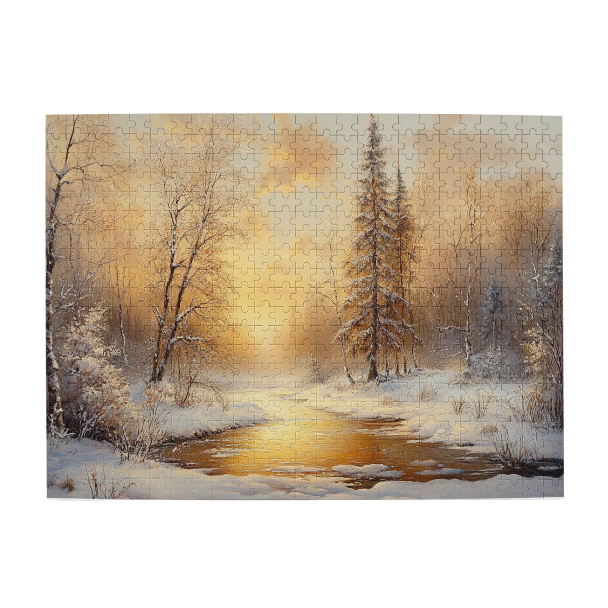 500 pcs jigsaw puzzles 500 pieces woodland lake snow scene,Creative ...