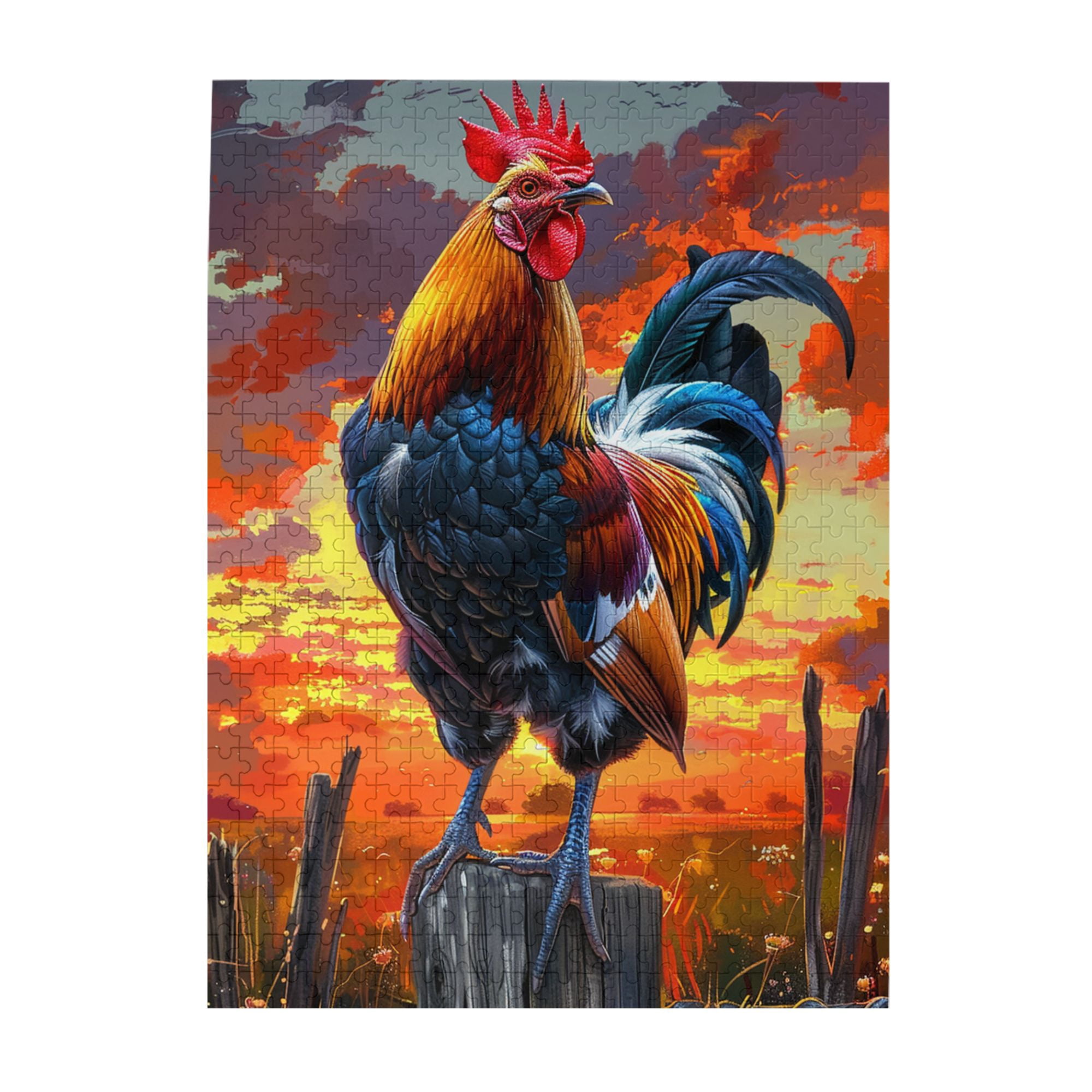 500 pcs rooster on the fence 500 Piece Wooden Puzzles,Creative Activity ...