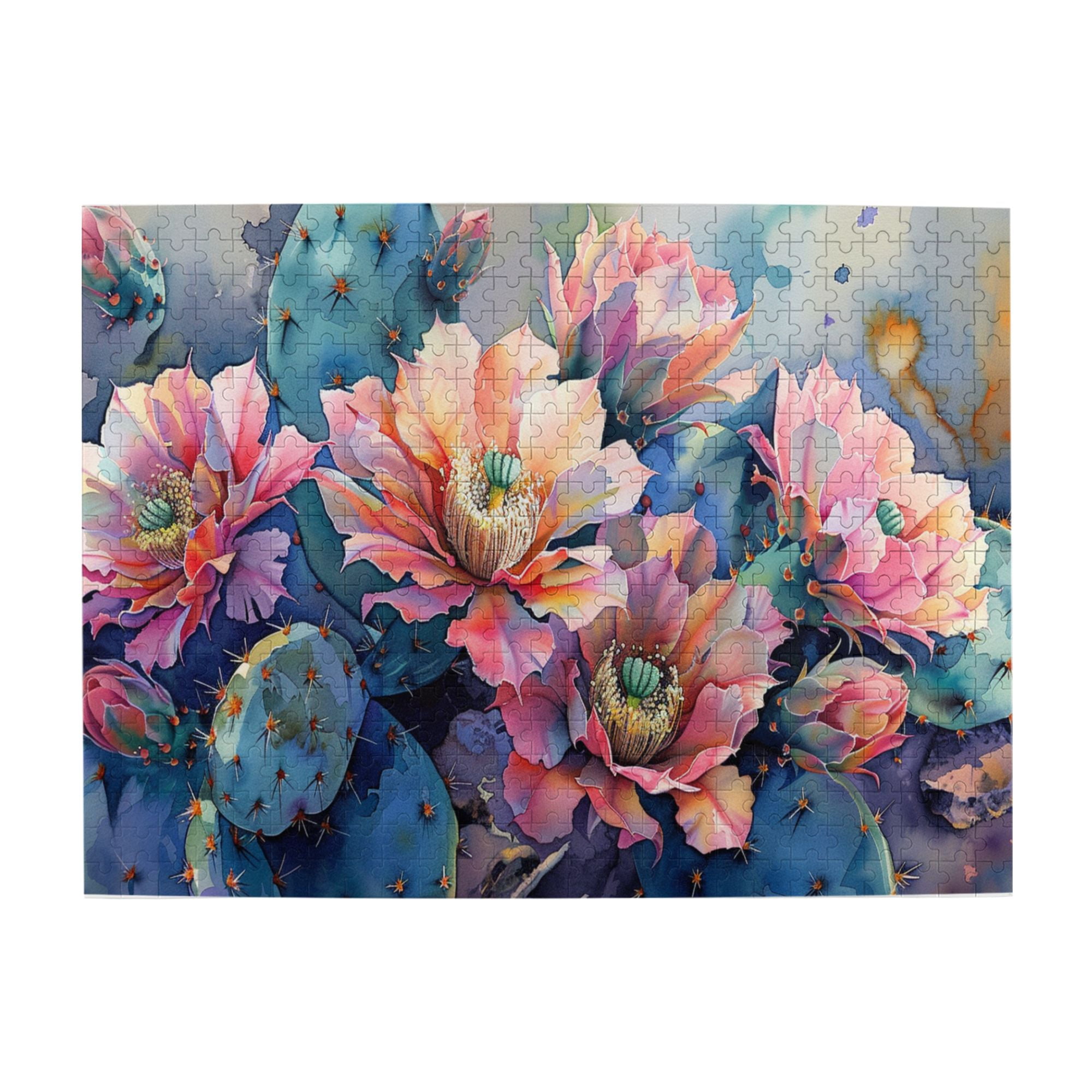 500 pcs vivid Cactus Flower Wooden Puzzles 500 Piece,Stress relieving ...